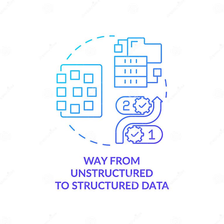 Way from Unstructured To Structured Data Blue Gradient Concept Icon Stock Vector - Illustration ...