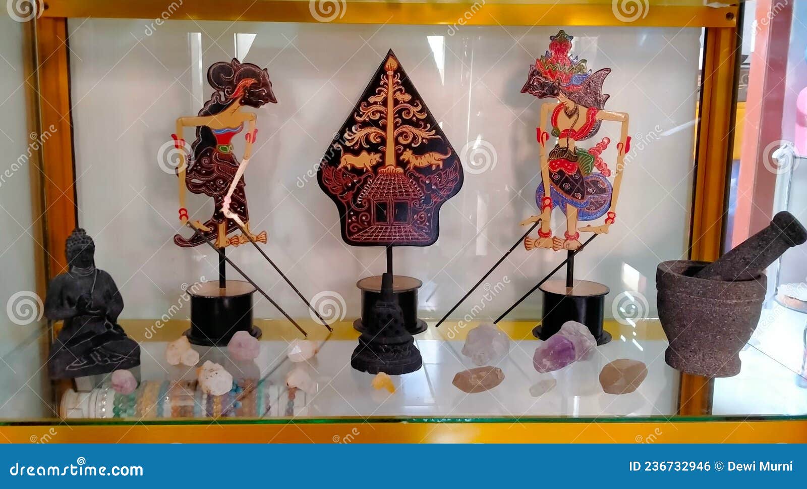 Wayang and Crystal in Display Stock Photo - Image of glass, crystal ...