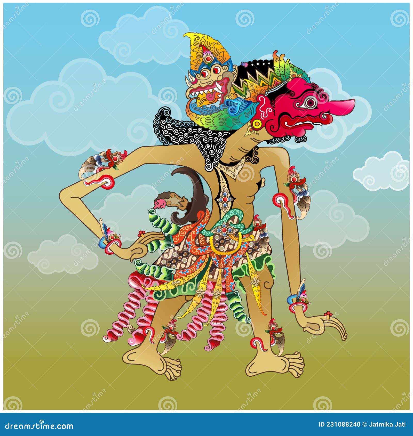 Wayang Dursasana Shadow Puppet Character Stock Vector - Illustration of ...