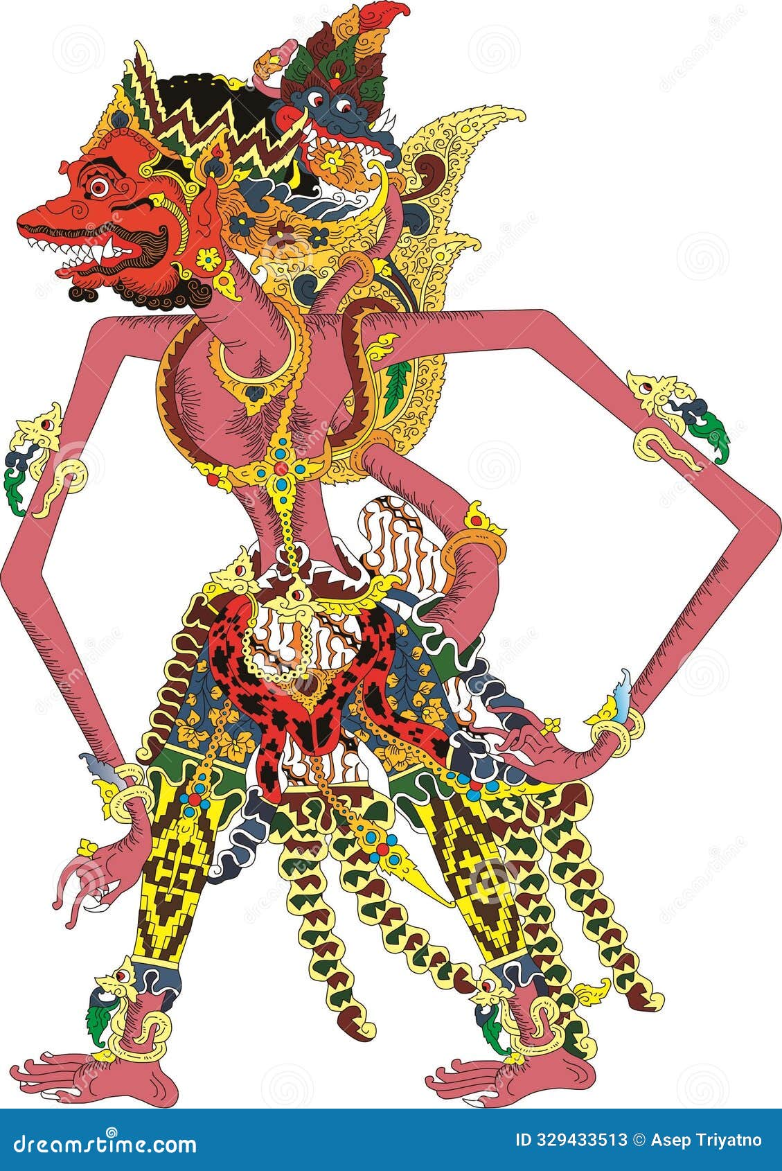 Wayang Puppet Shadow - Subali Stock Illustration - Illustration of indonesia, vintage: 329433513