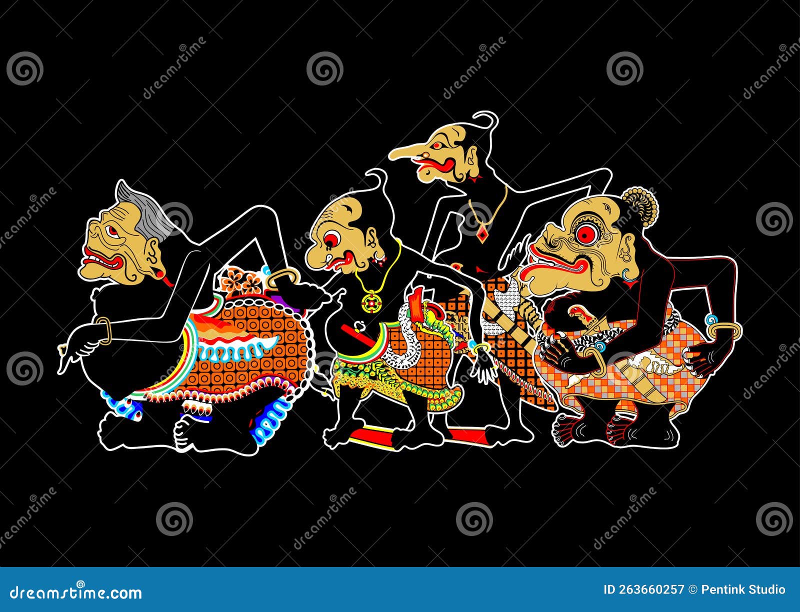 Wayang Traditional Java Indonesian Vector Illustration Stock Vector ...
