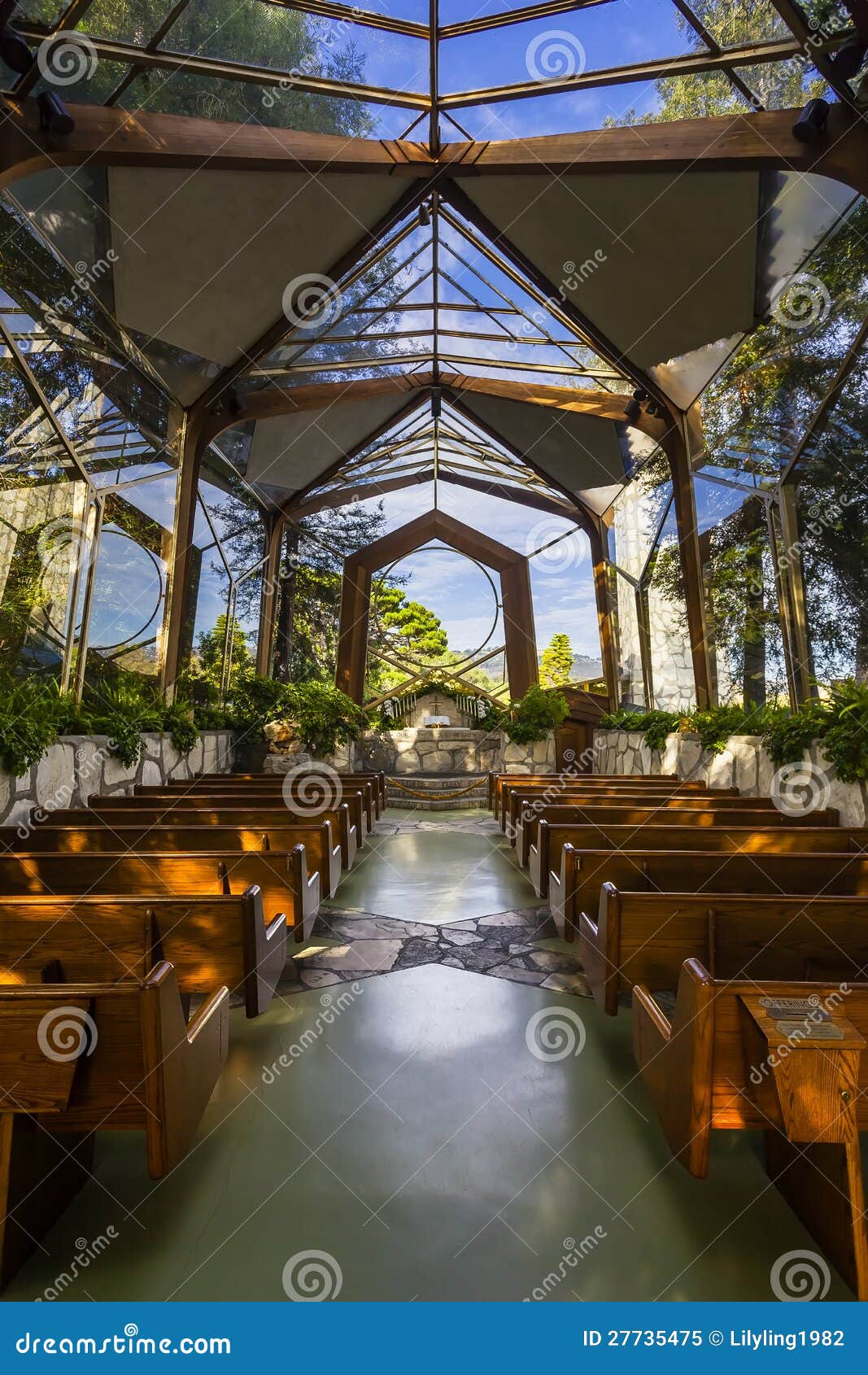 Wayfarers Chapel stock image. Image of internal, woodwork - 27735475