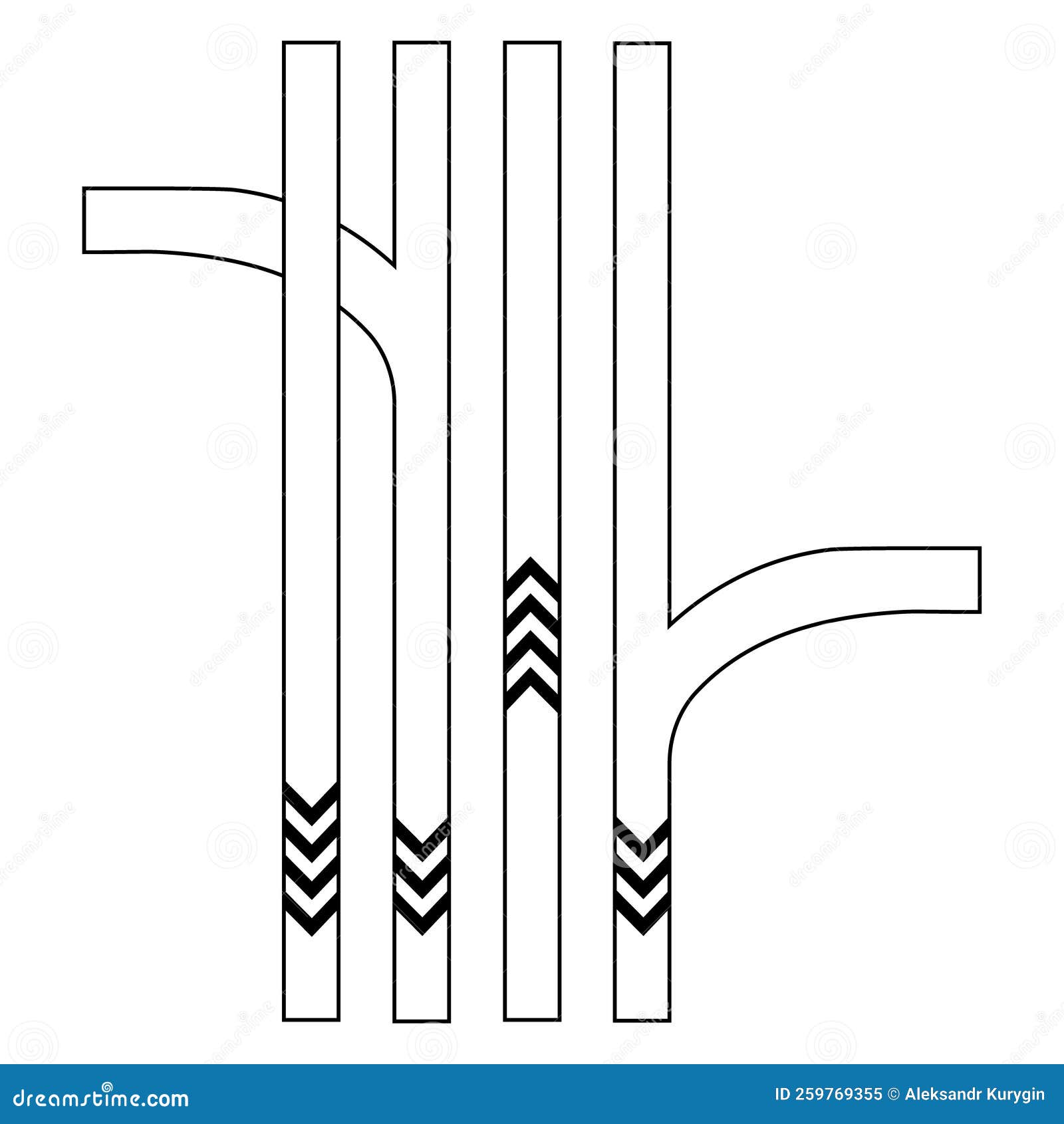 Wayfinding. Direction Indicators Applied To the Floor. Outline Vector ...