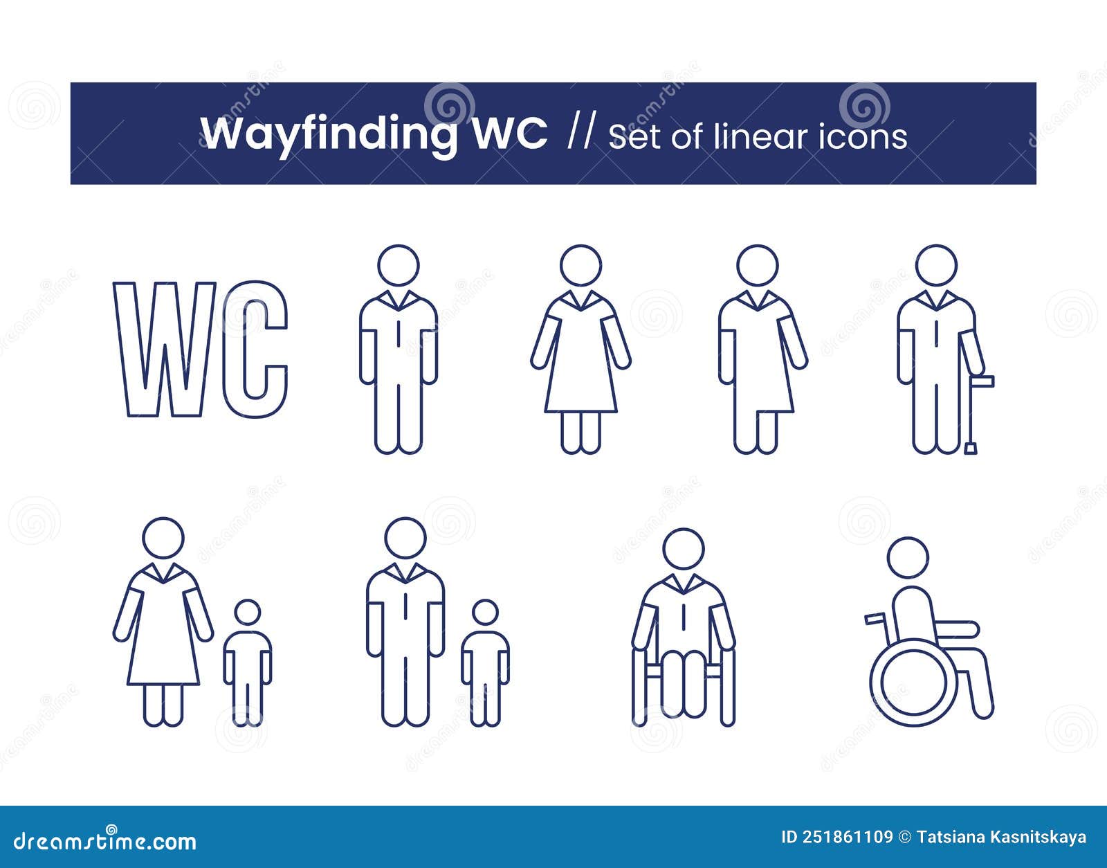 Wayfinding Icons. Disabled Sign Set. Way Finding Symbols Accessible ...