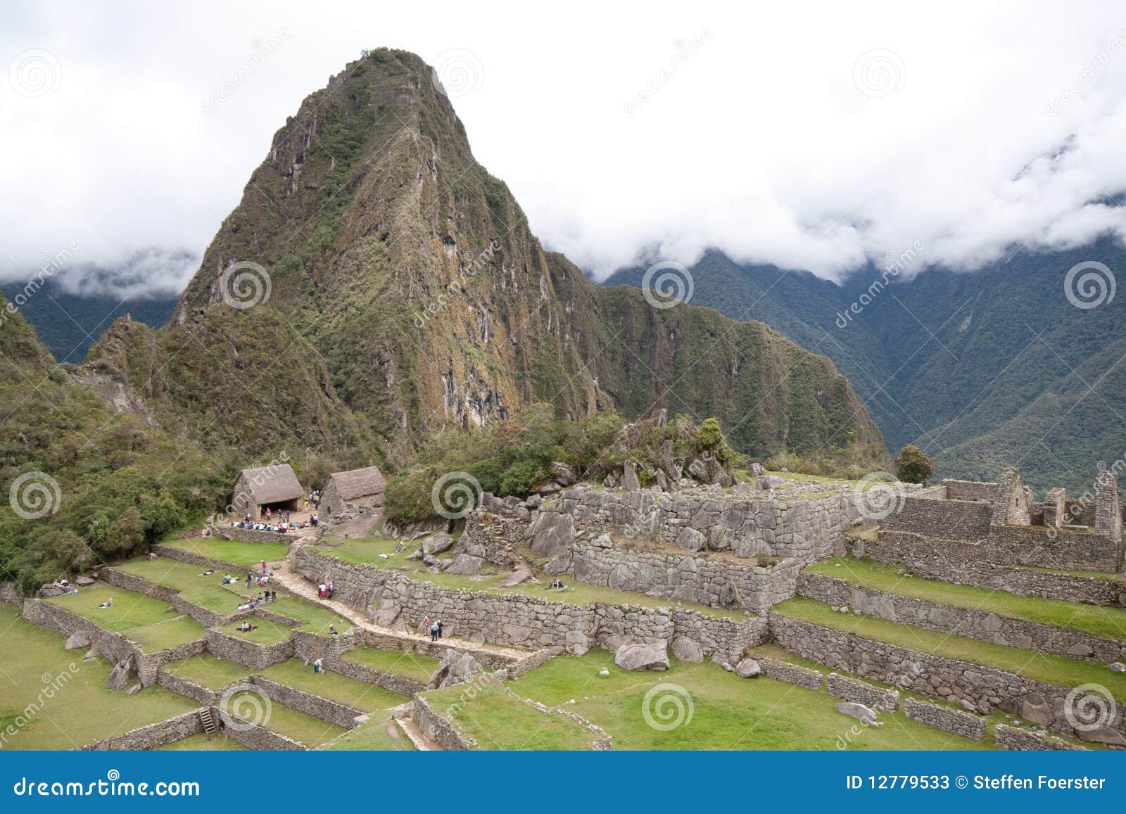 Wayna Picchu and Inca Ruins Stock Image - Image of america, picchu ...