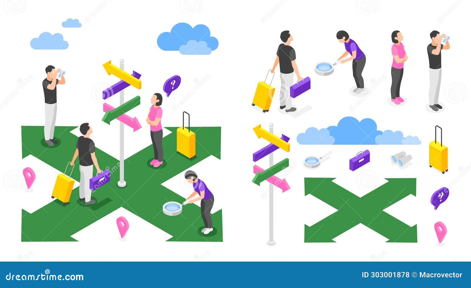 Ways of Choosing Illustration and Icons in Isometric View Stock ...
