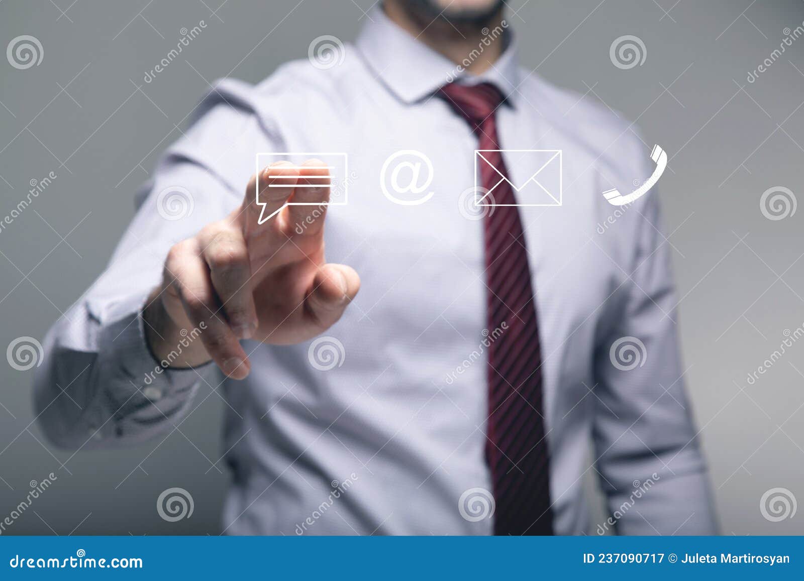 Ways of Communication. Man Clicks Icons Stock Image - Image of mail ...