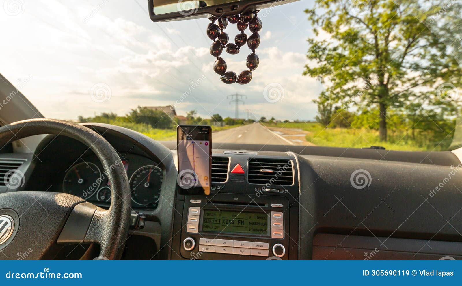 Waze Maps Showing the Way Thru the City. Driver Using Waze Maps ...