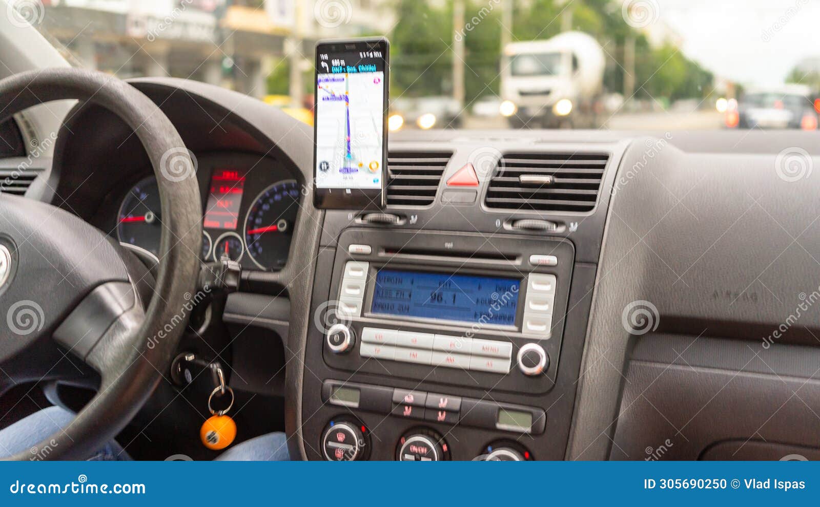 Waze Maps Showing the Way Thru the City. Driver Using Waze Maps ...