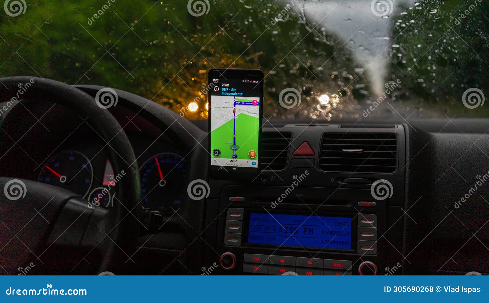 Waze Maps Showing the Way Thru the City. Driver Using Waze Maps ...