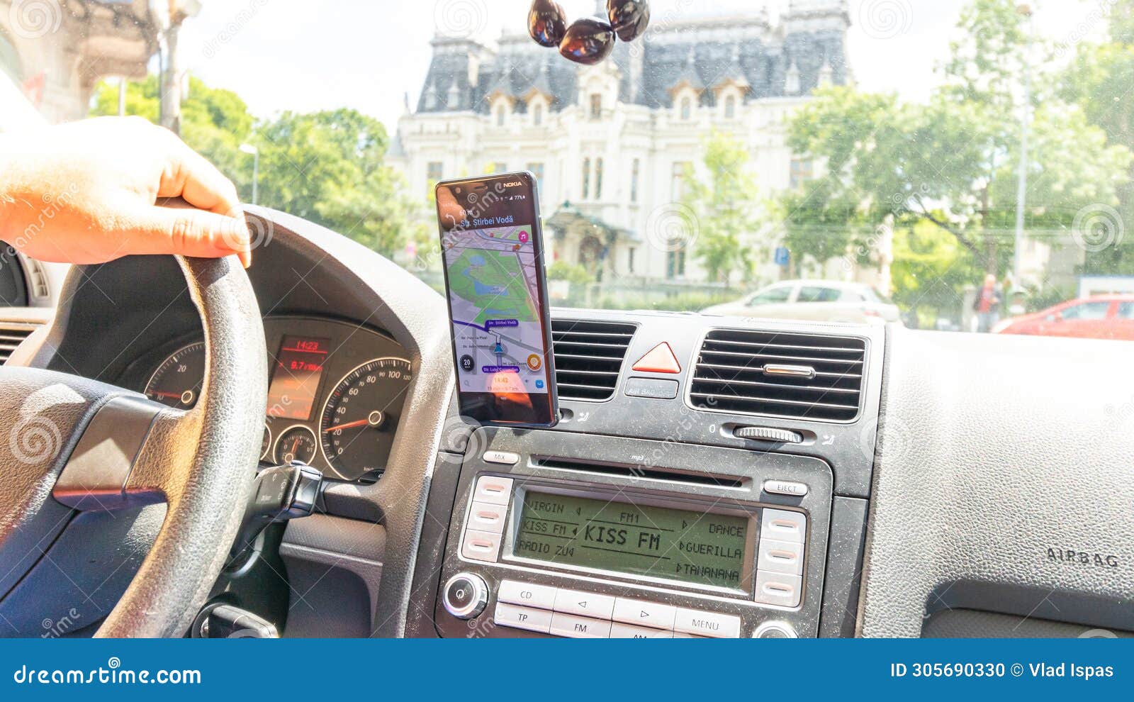 Waze Maps Showing the Way Thru the City. Driver Using Waze Maps ...