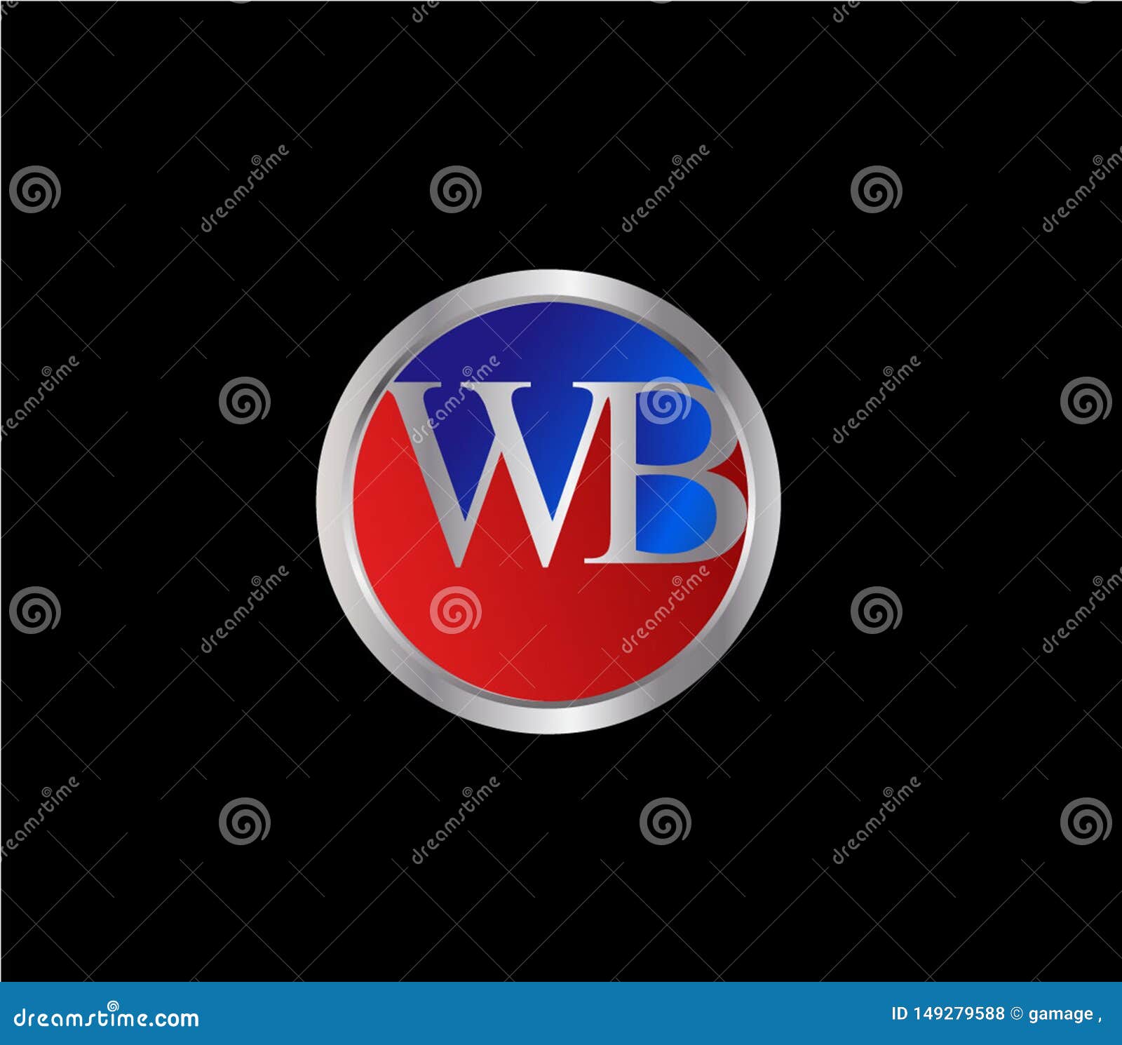 WB Initial Circle Shape Red Blue Silver Color Later Logo Design Stock ...