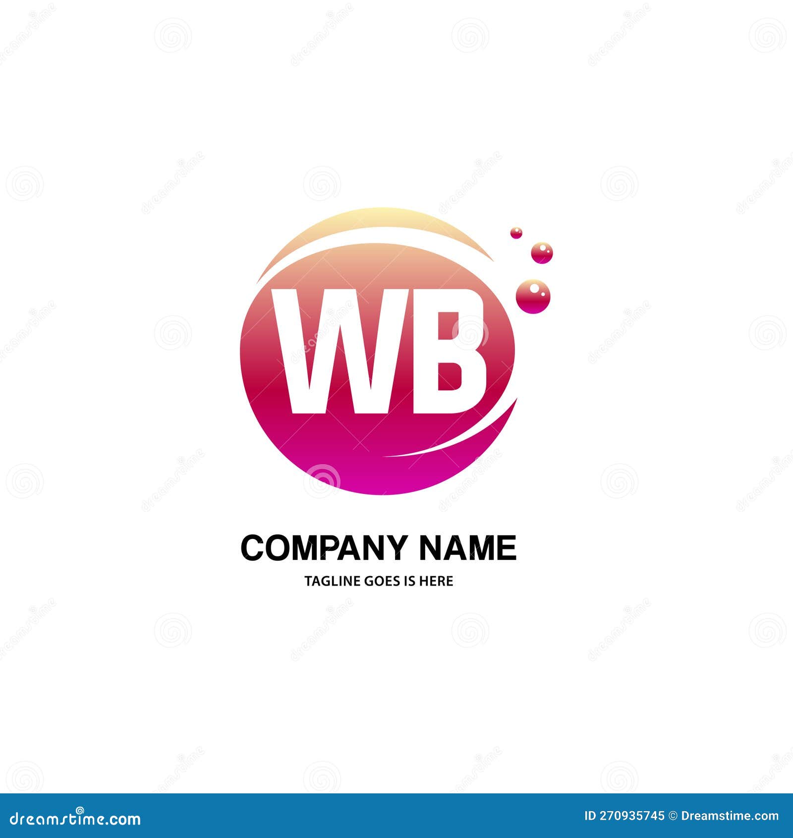 WB Initial Logo with Colorful Circle Template Vector Stock Illustration ...