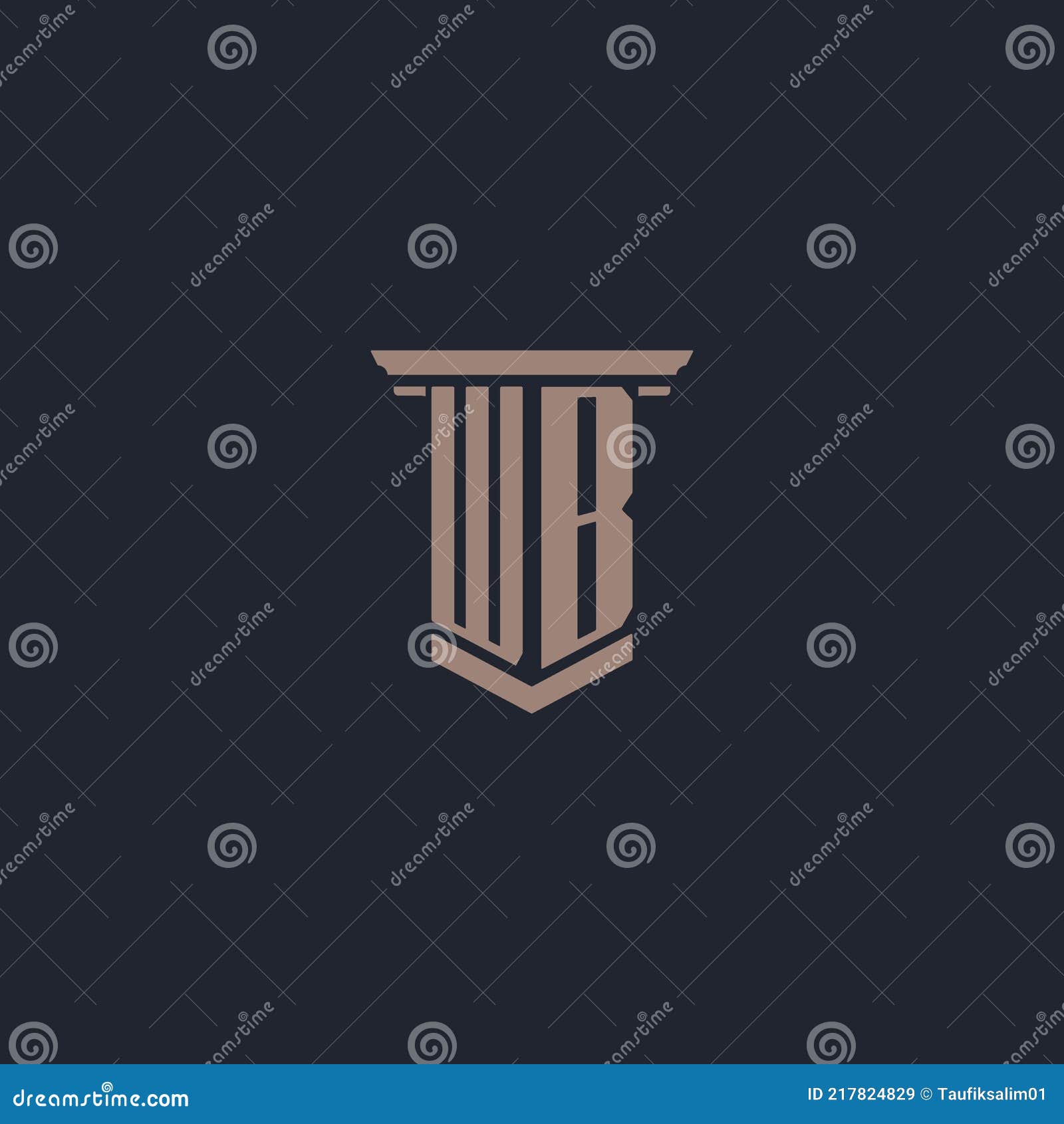WB Initial Monogram Logo with Pillar Style Design Stock Vector ...
