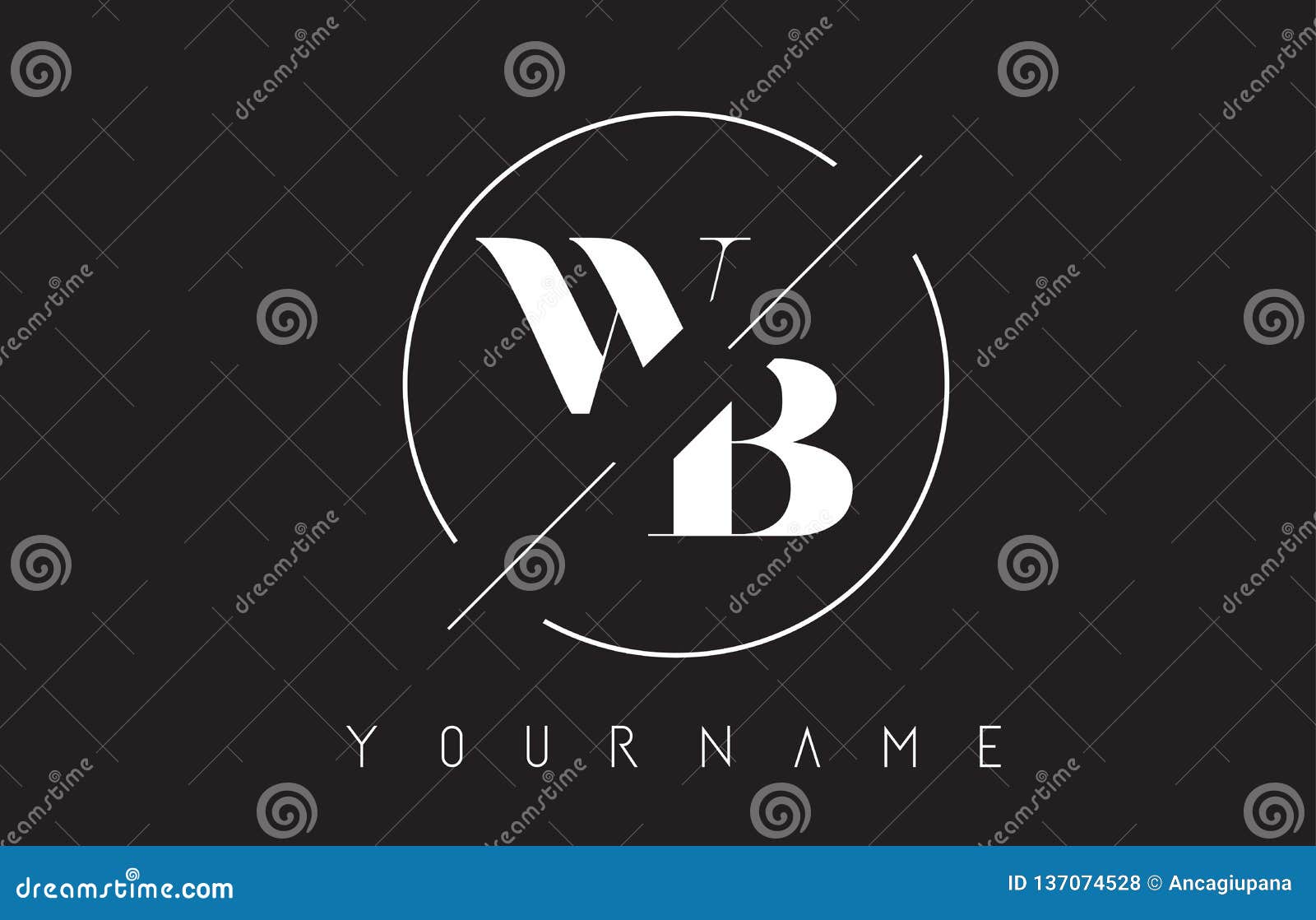 WB Letter Logo with Cutted and Intersected Design Stock Vector ...