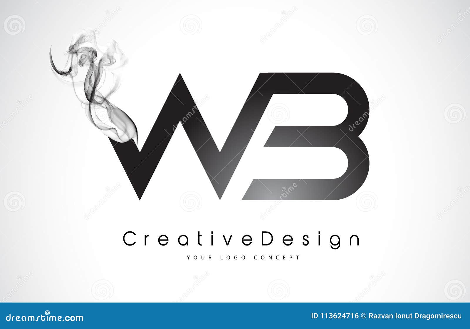 WB Letter Logo Design with Black Smoke. Stock Vector - Illustration of ...