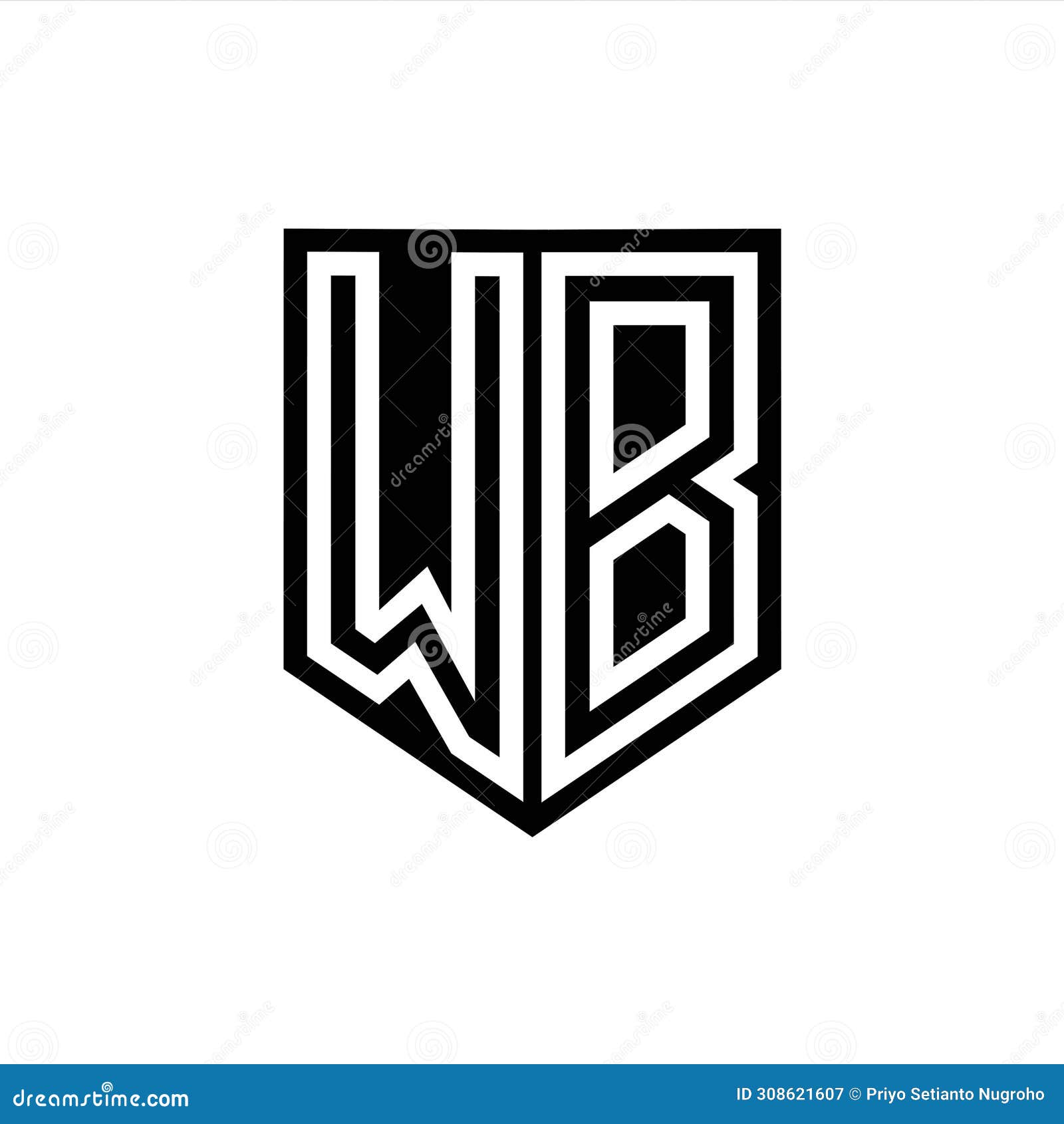 WB Logo Monogram Shield Geometric White Line Inside Black Shield Color ...