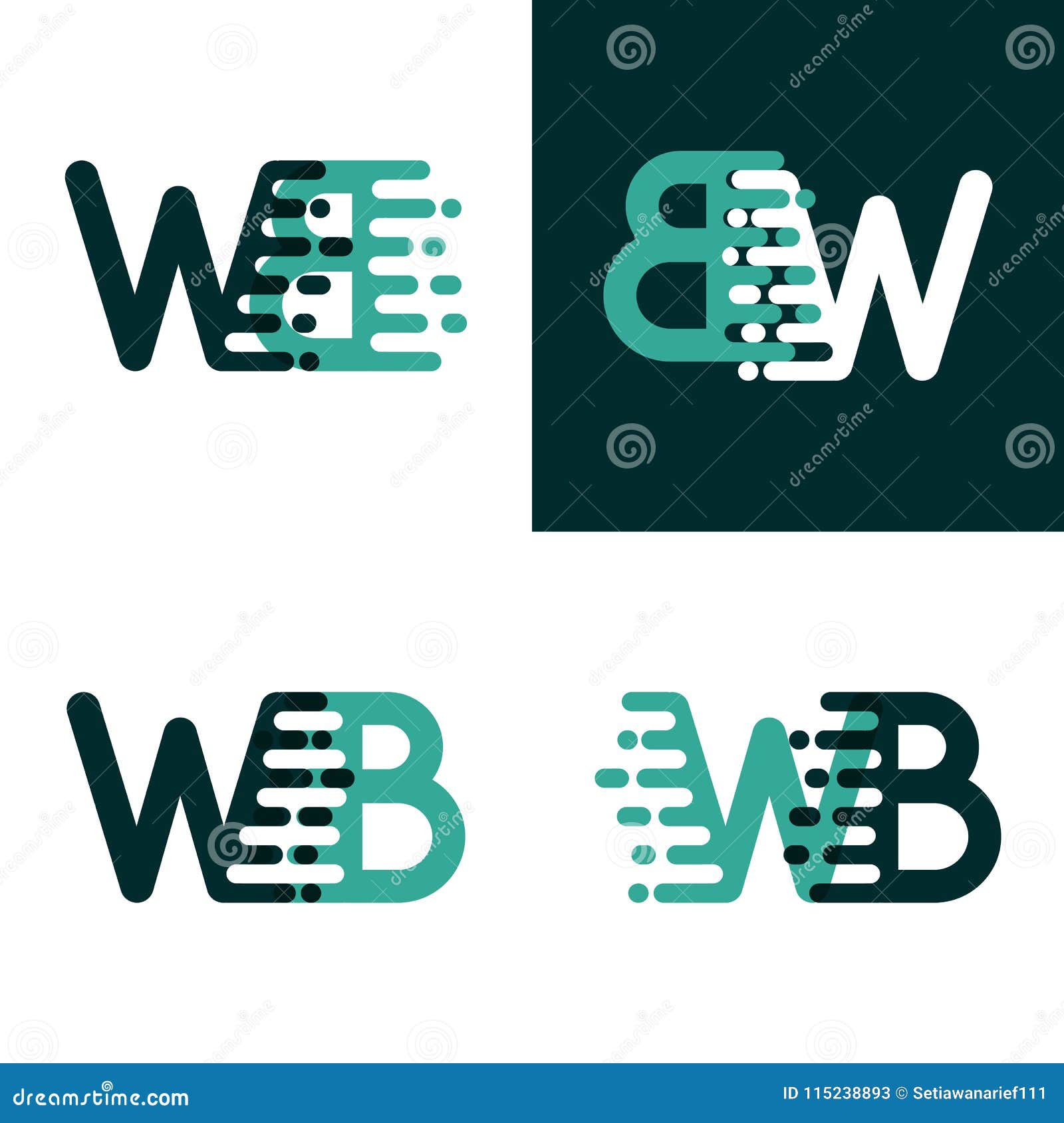 WB Letters Logo with Accent Speed Green and Dark Green Stock Vector ...