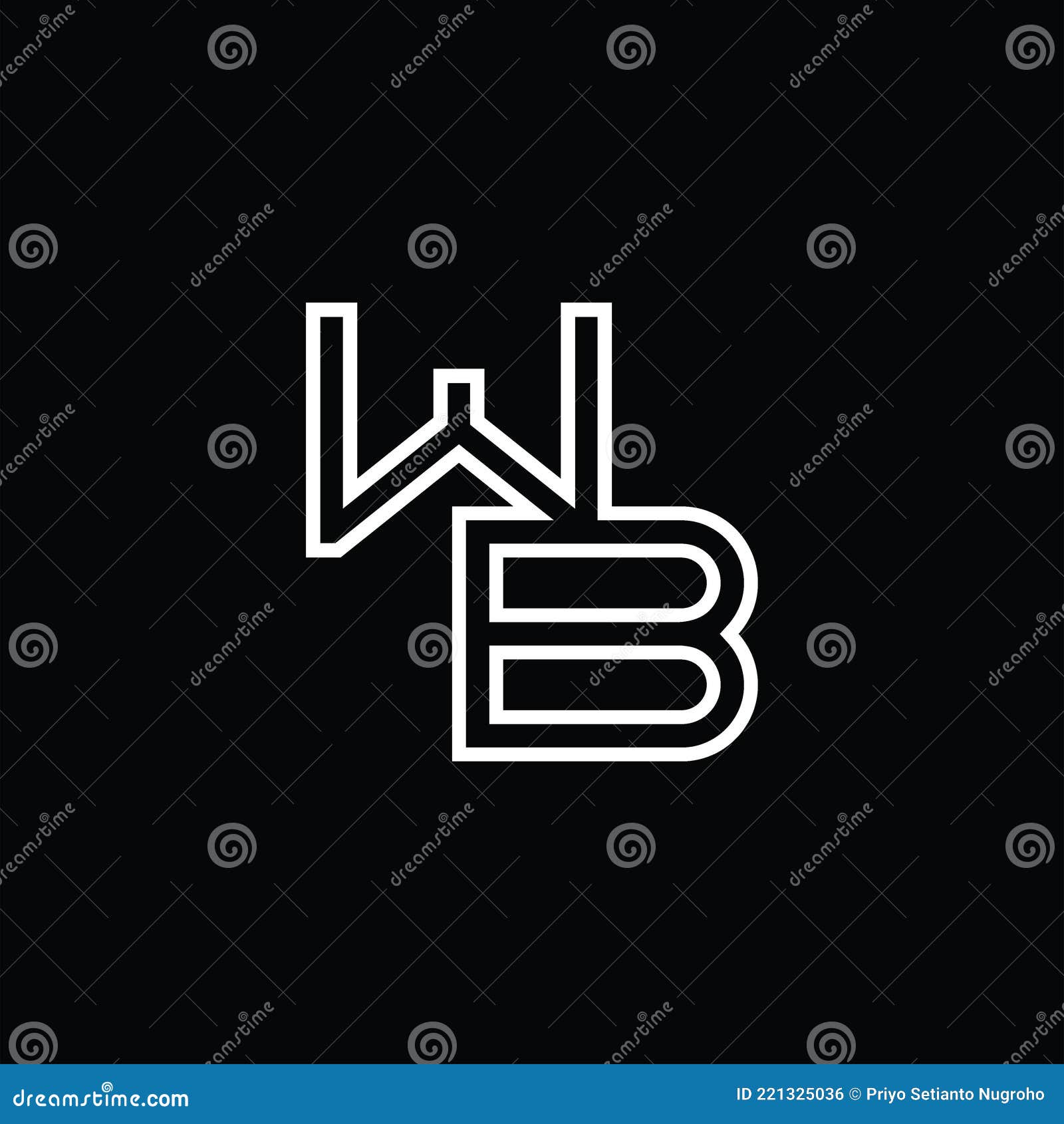WB Logo Monogram with Line Style Design Template Stock Illustration ...