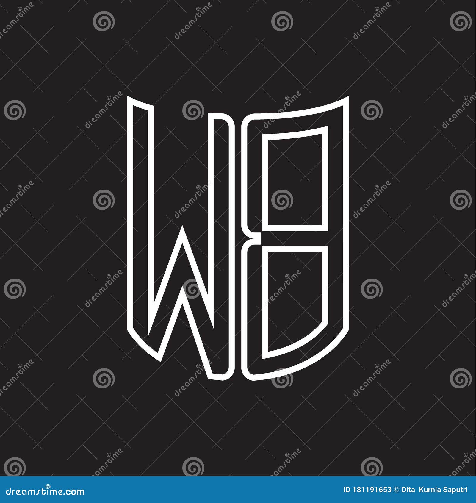 WB Logo Monogram with Ribbon Style Outline Design Template Stock ...