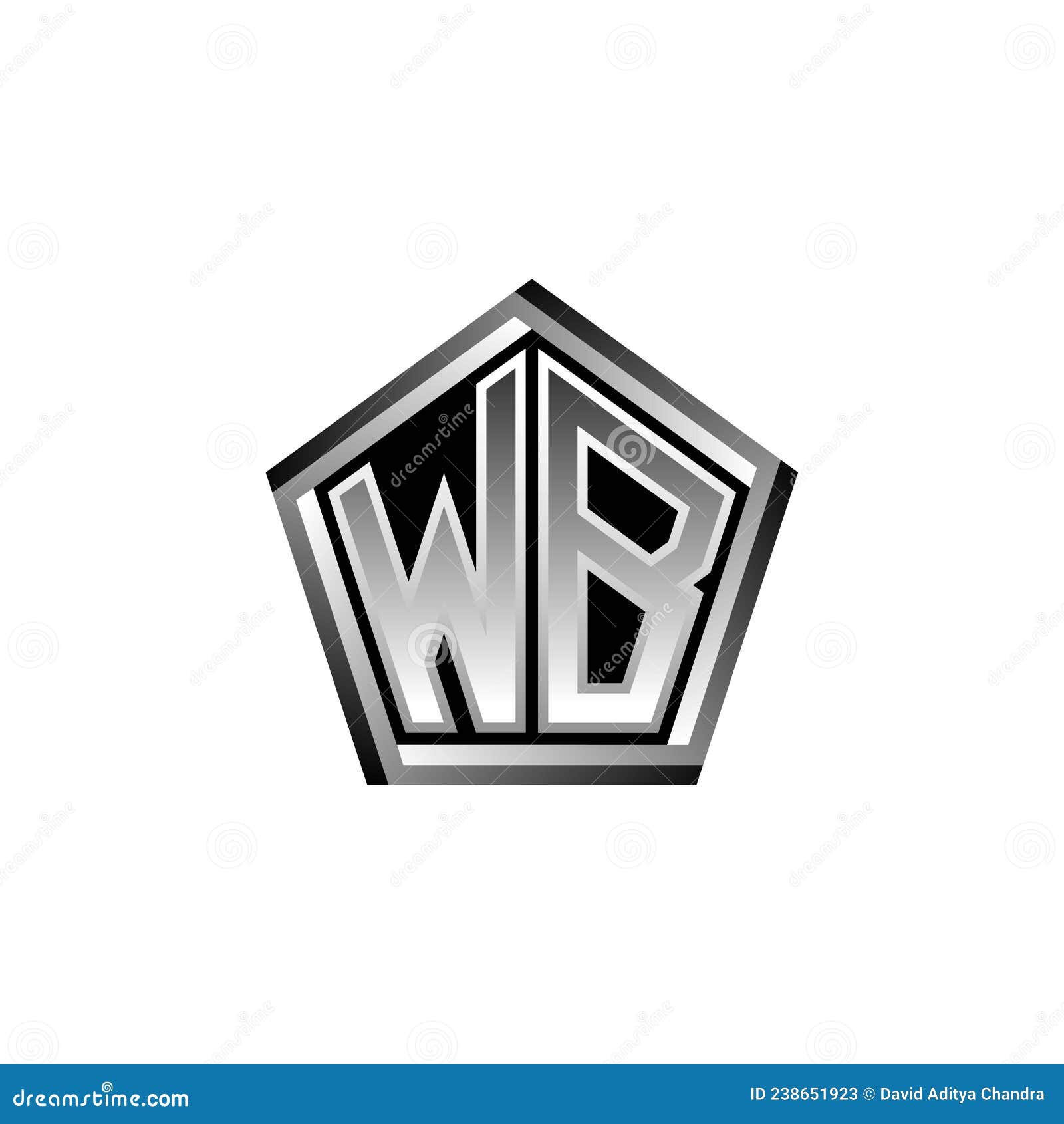 WB Logo Monogram Silver Geometric Modern Design Stock Vector ...