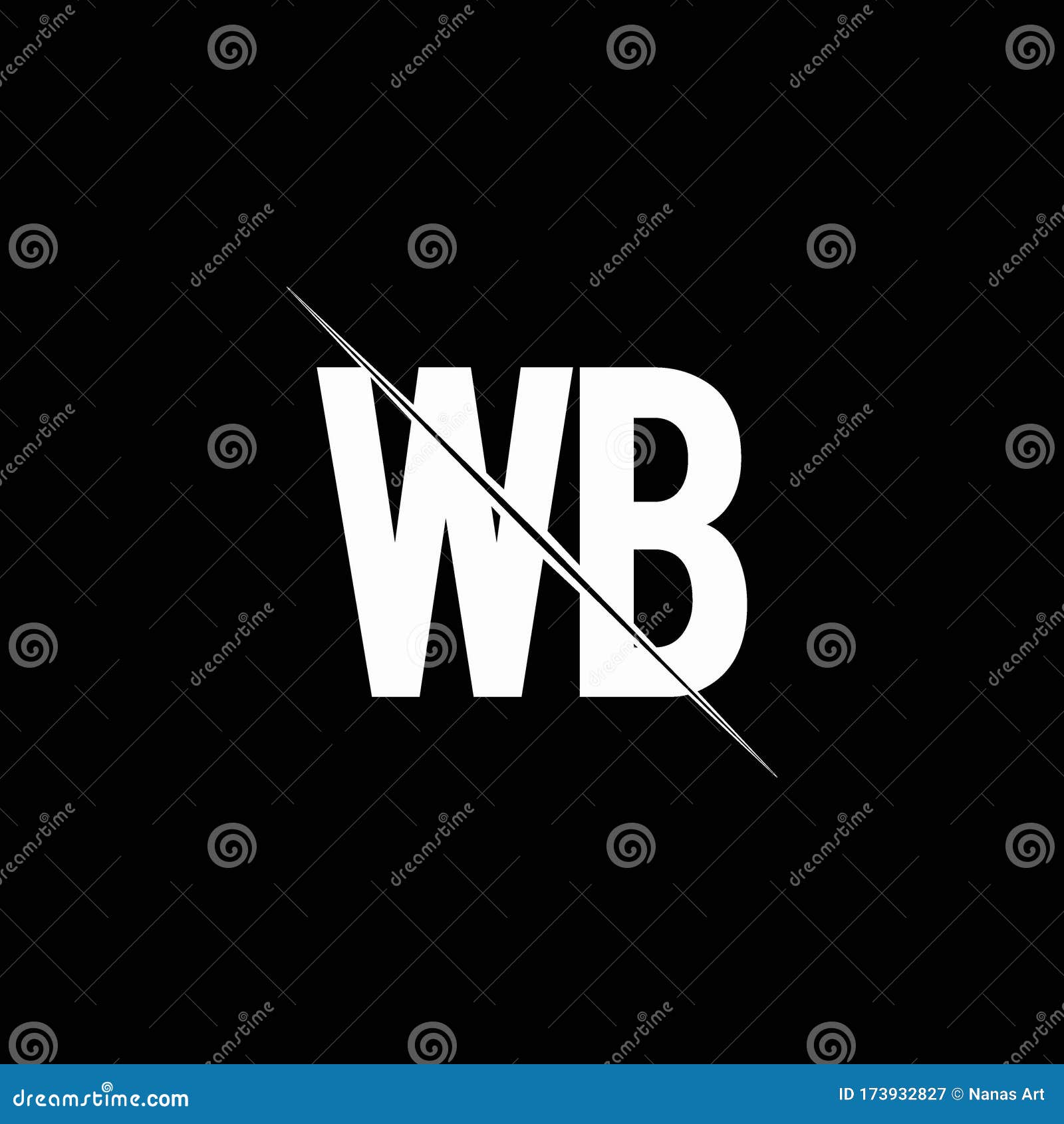 WB Logo Monogram with Slash Style Design Template Stock Vector ...