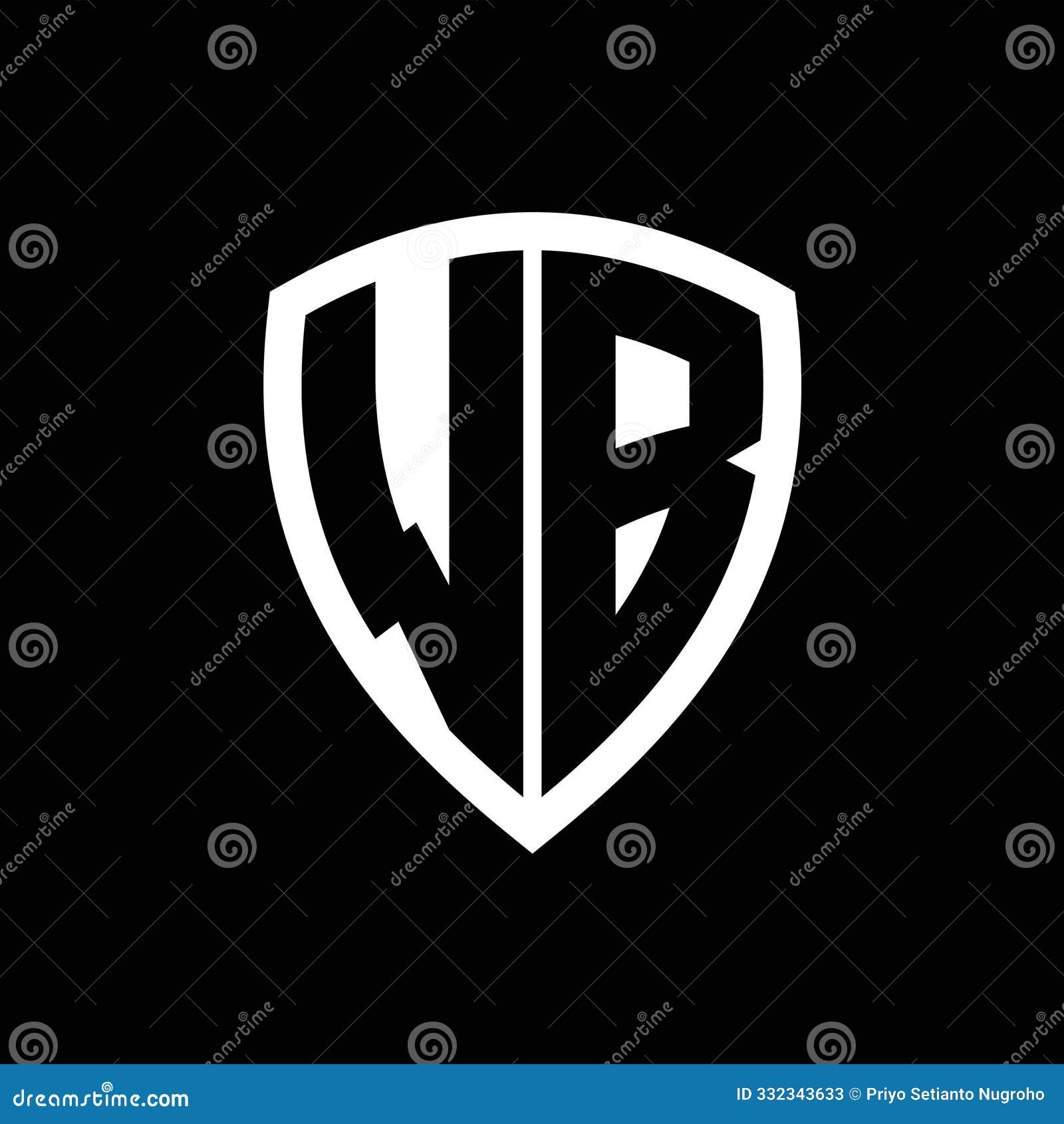 WB Monogram Logo with Bold Letters Shield Shape with Black and White ...
