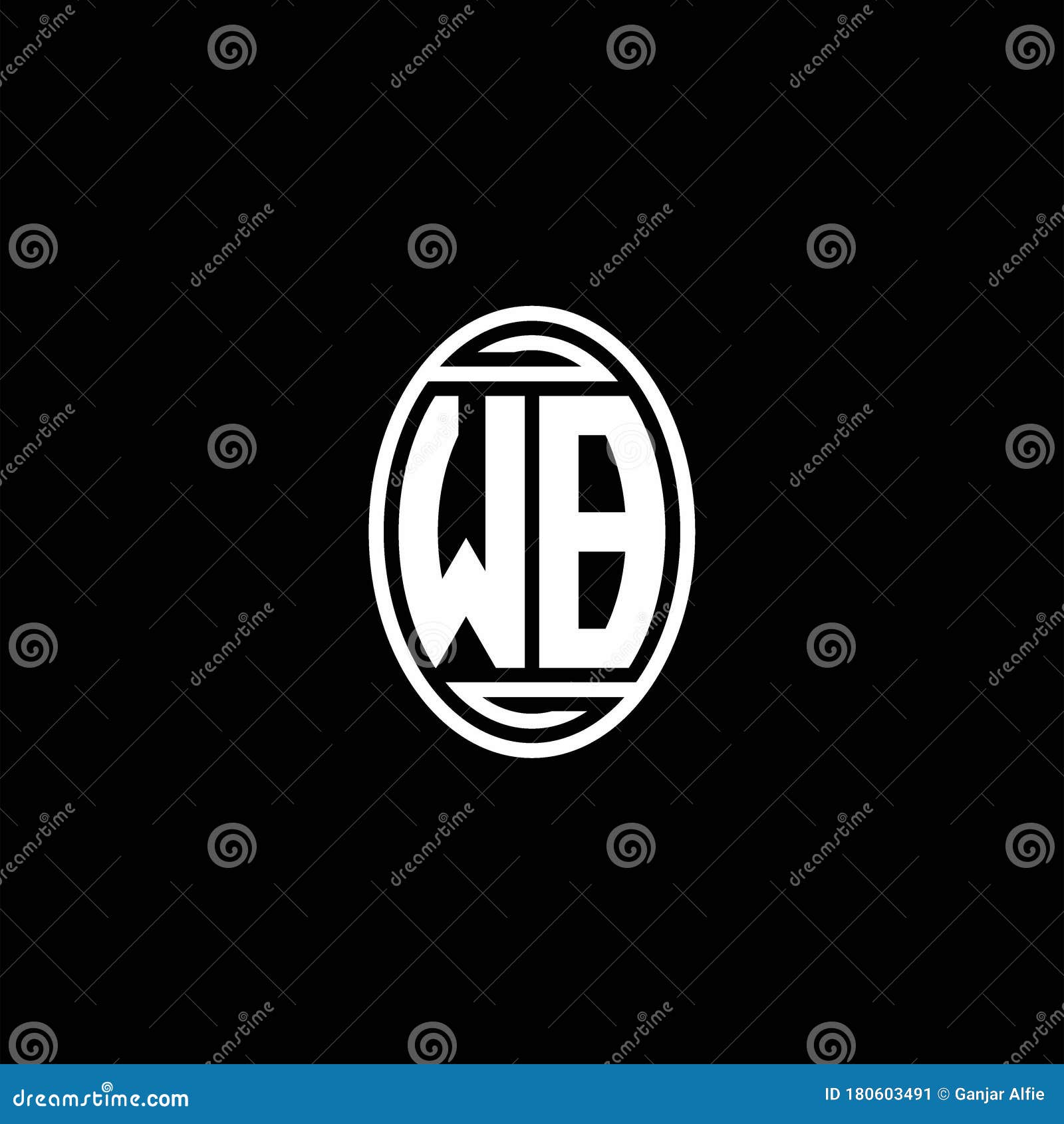 WB Monogram Logo Isolated on Oval Rotate Shape Stock Vector ...