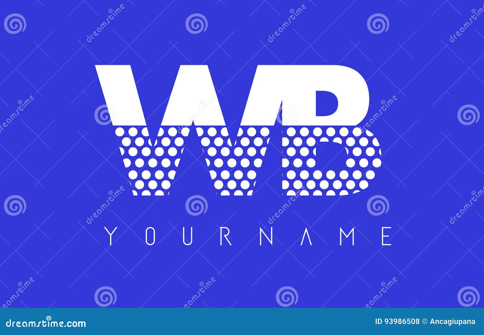 WB W B Dotted Letter Logo Design with Blue Background. Stock Vector ...
