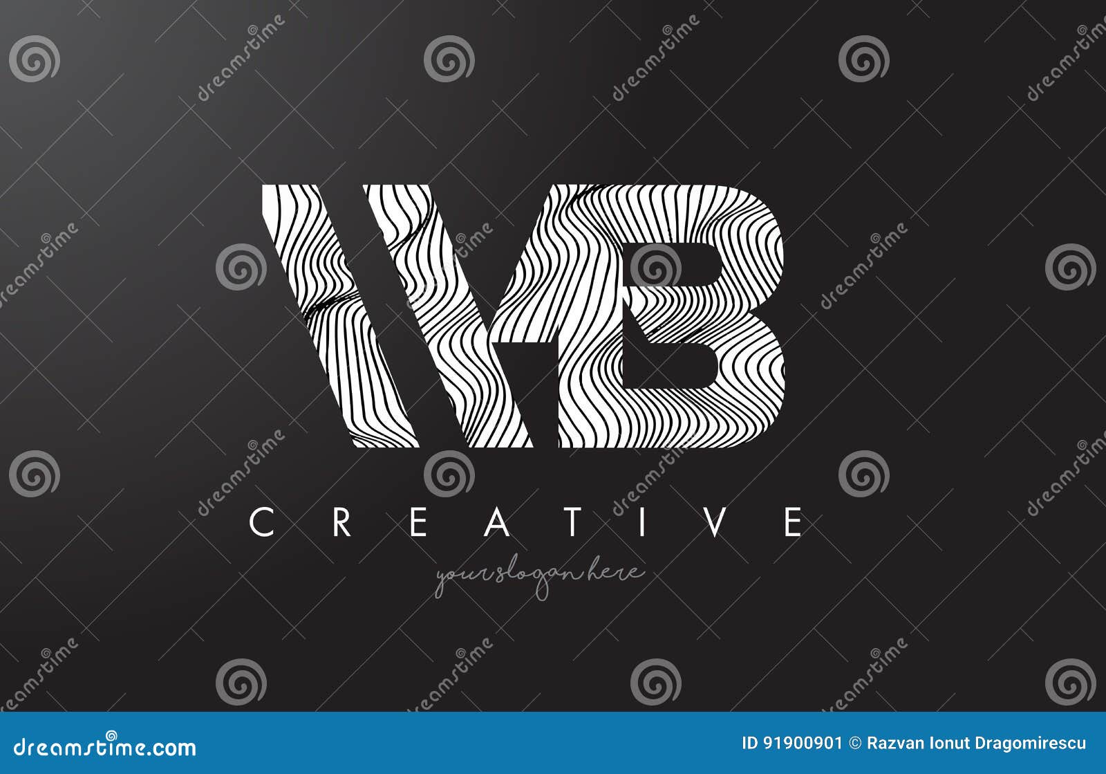 WB W B Letter Logo with Zebra Lines Texture Design Vector. Stock Vector ...