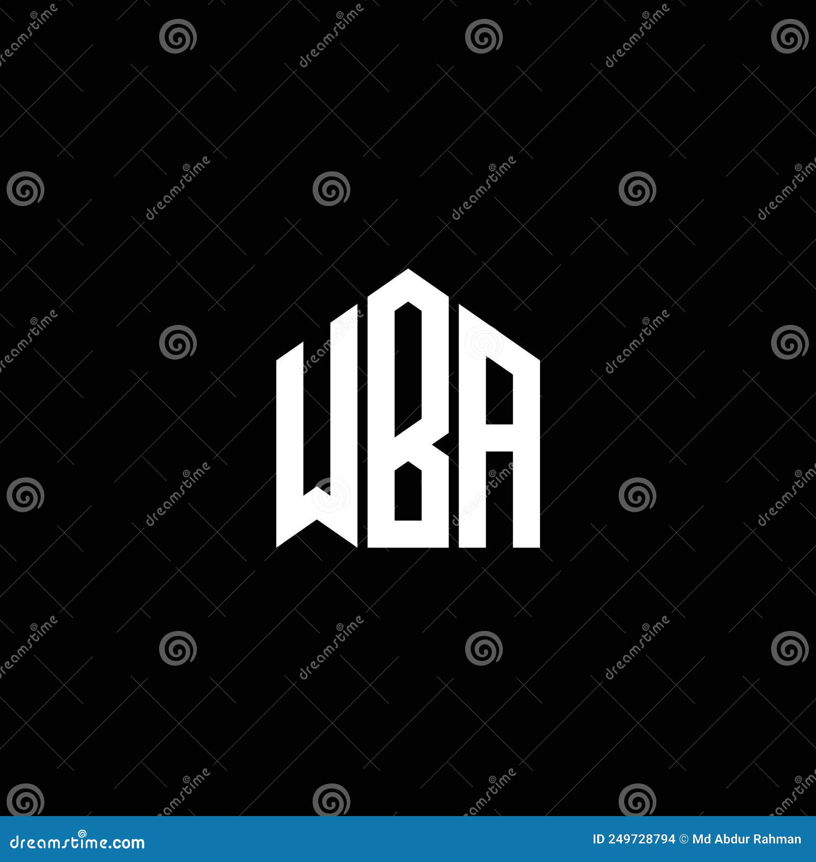 WBA Letter Logo Design on BLACK Background. WBA Creative Initials ...