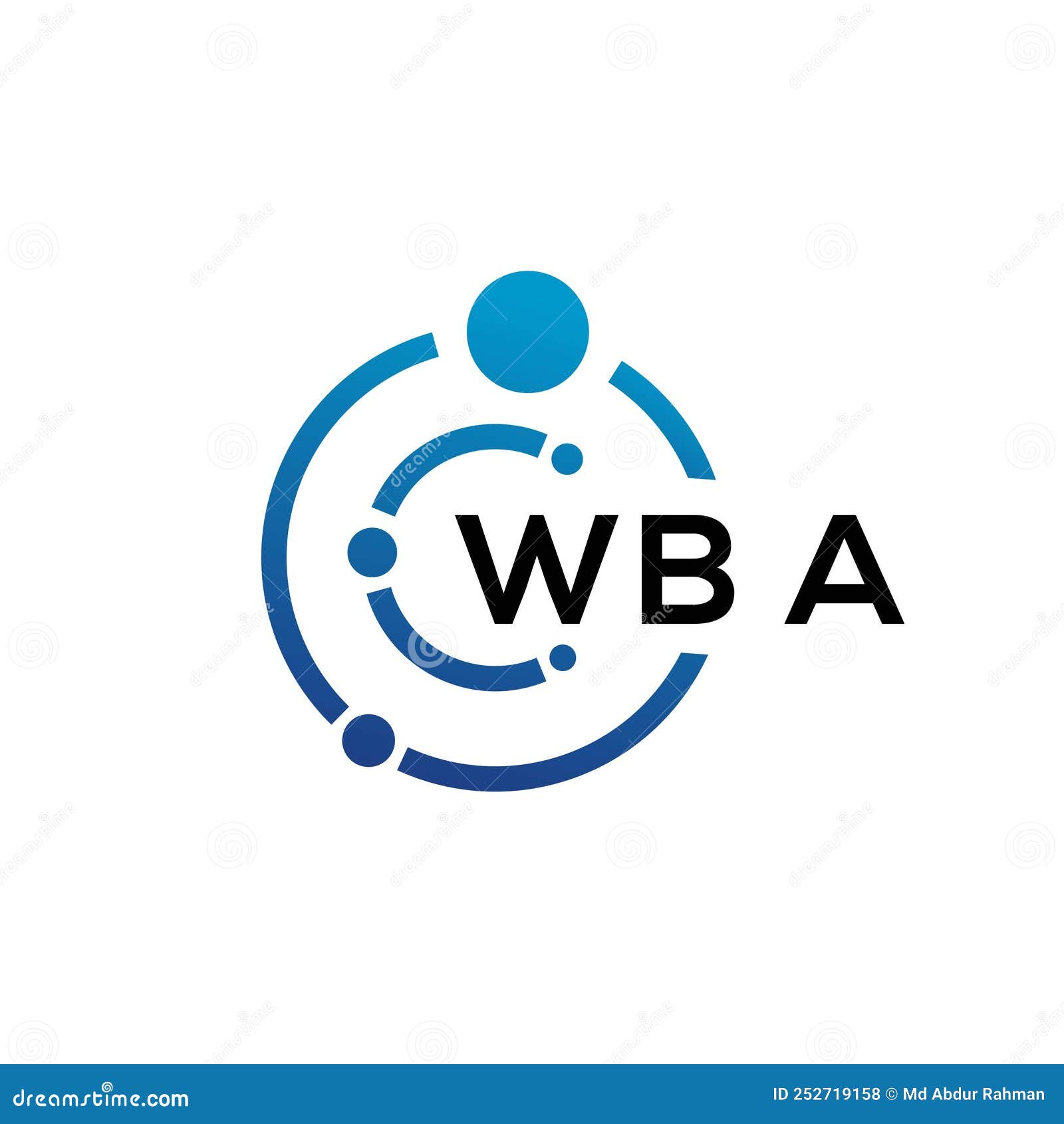 WBA Letter Technology Logo Design on White Background. WBA Creative ...