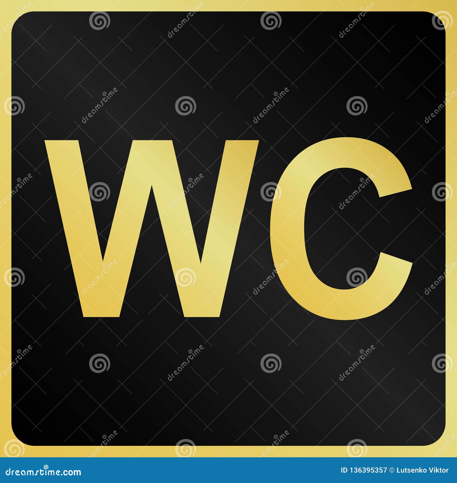 WC Da Letra Da Placa De Ouro Do Divertimento Ilustração Stock ...