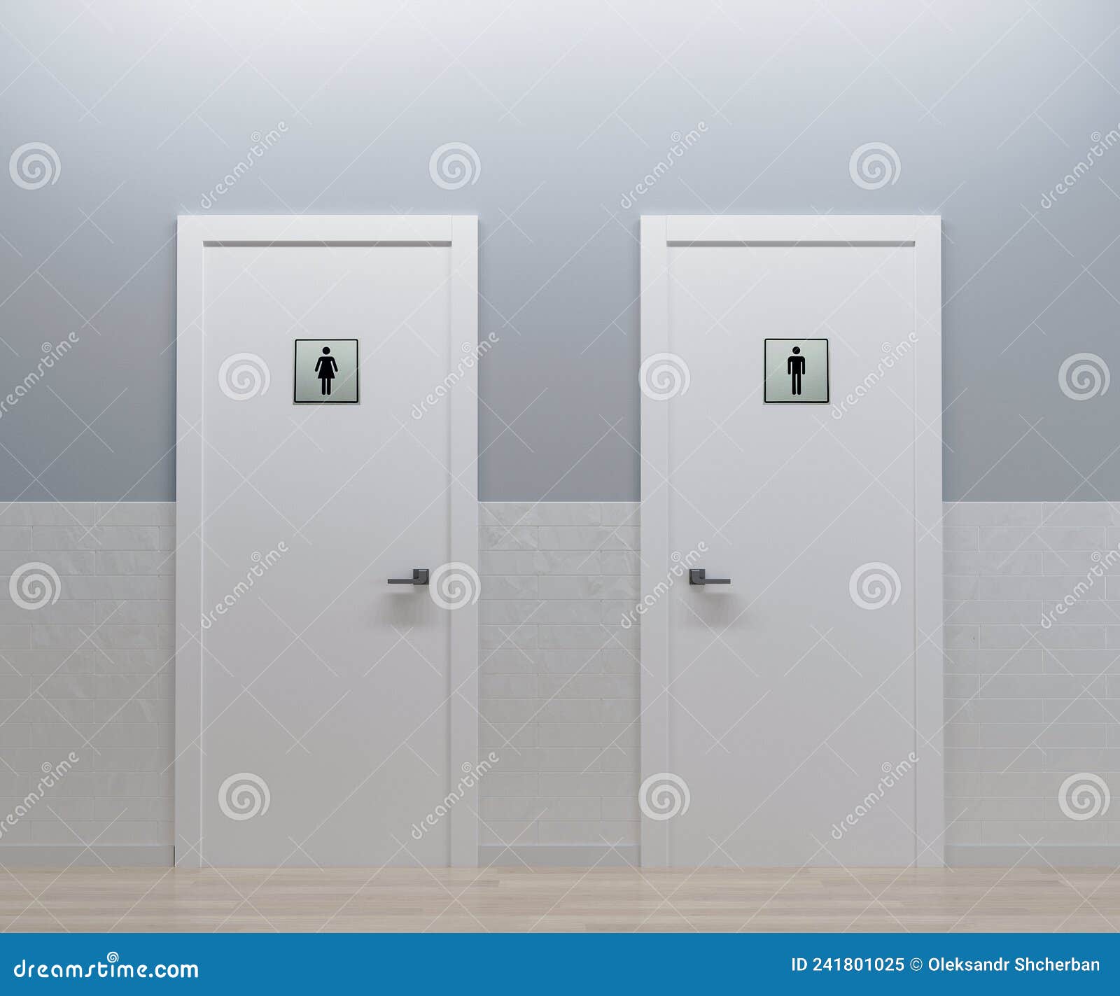 Wc Doors, Men and Women Toilet, 3d Render Stock Illustration ...