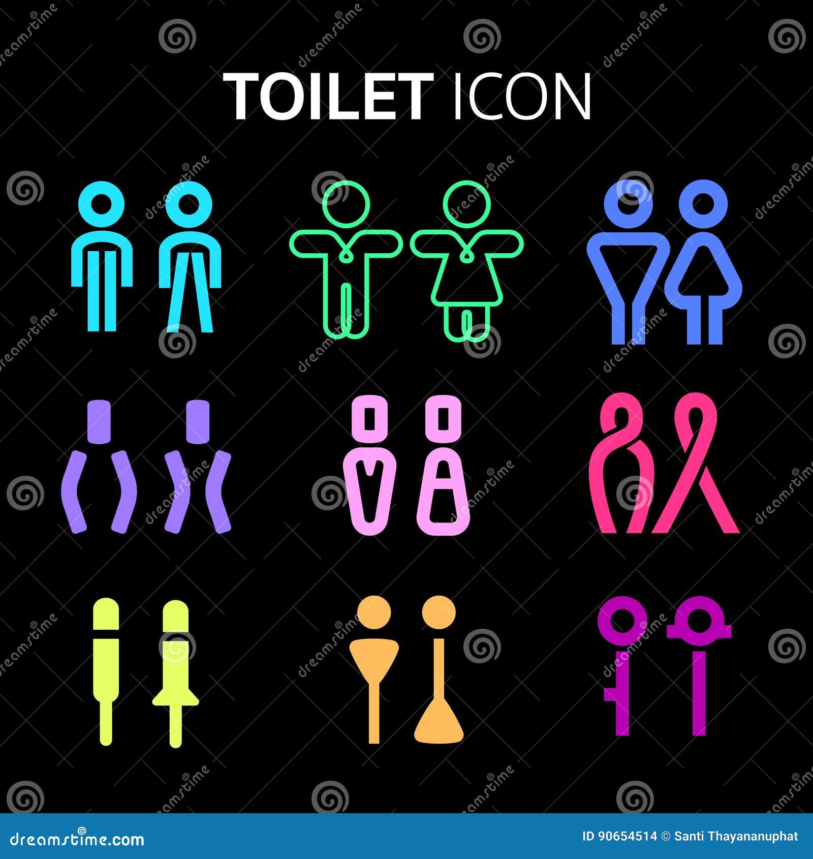 WC icon stock vector. Illustration of icon, symbol, colourful - 90654514