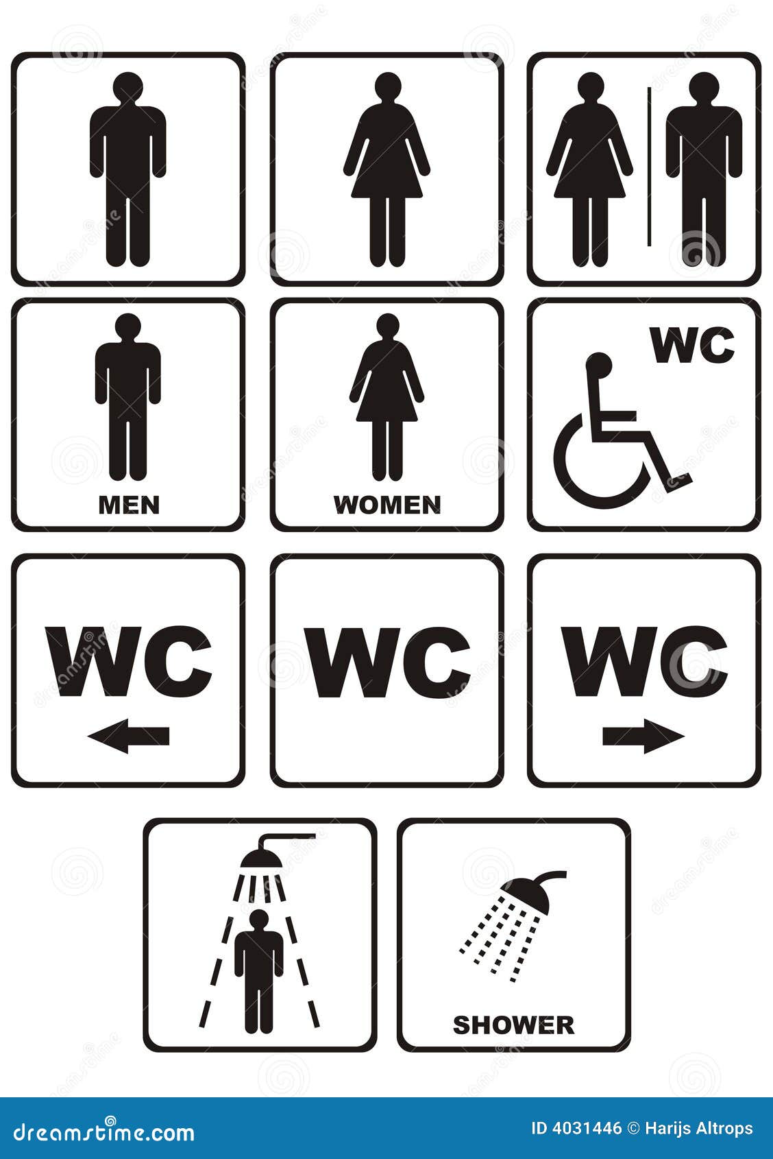 Wc icons on white stock vector. Illustration of airport - 4031446