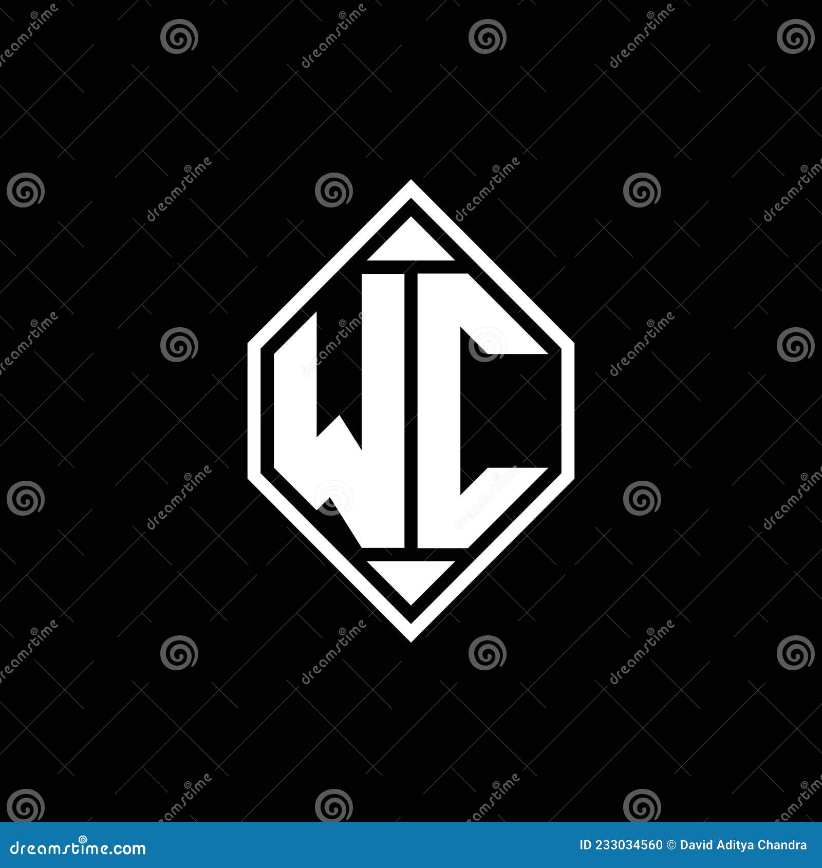 WC Logo Monogram Geometric Shield Shape Style Stock Vector ...