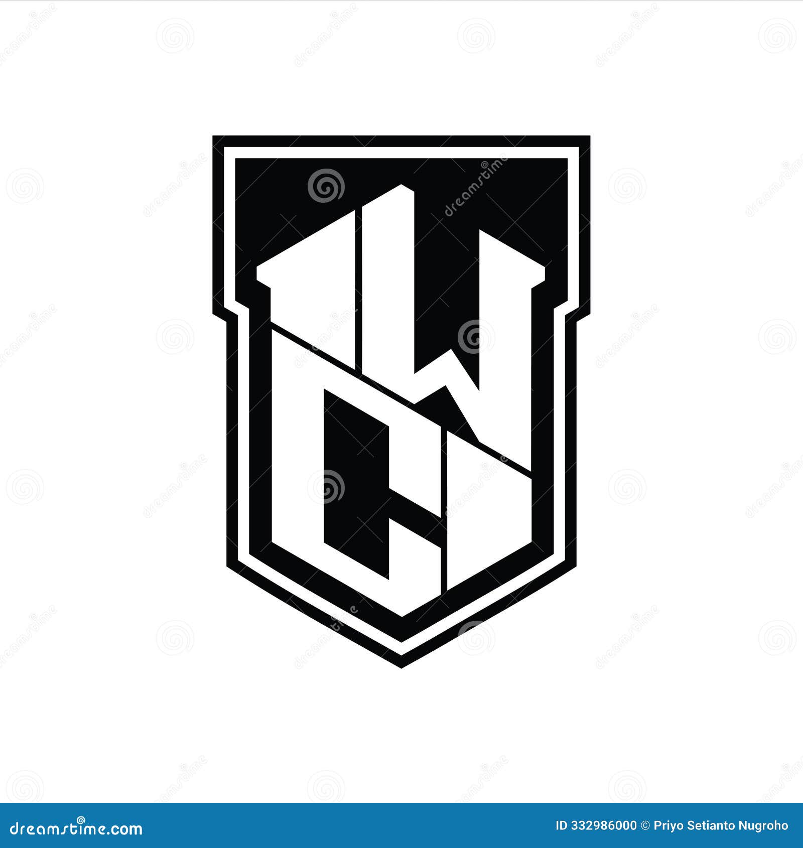 WC Logo Monogram Hexagon Geometric Up and Down Inside Shield Isolated ...