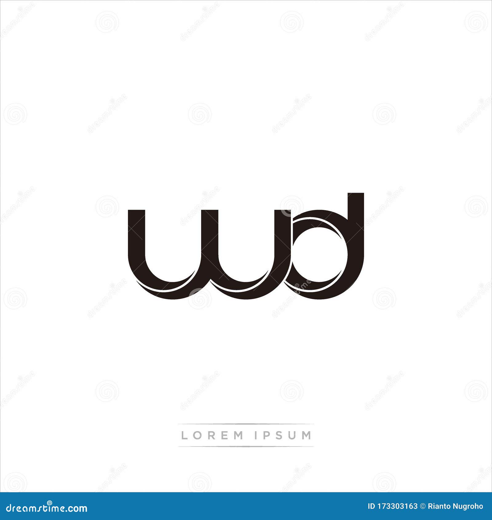 Wd Initial Letter Split Lowercase Modern Monogram Linked Outline ...