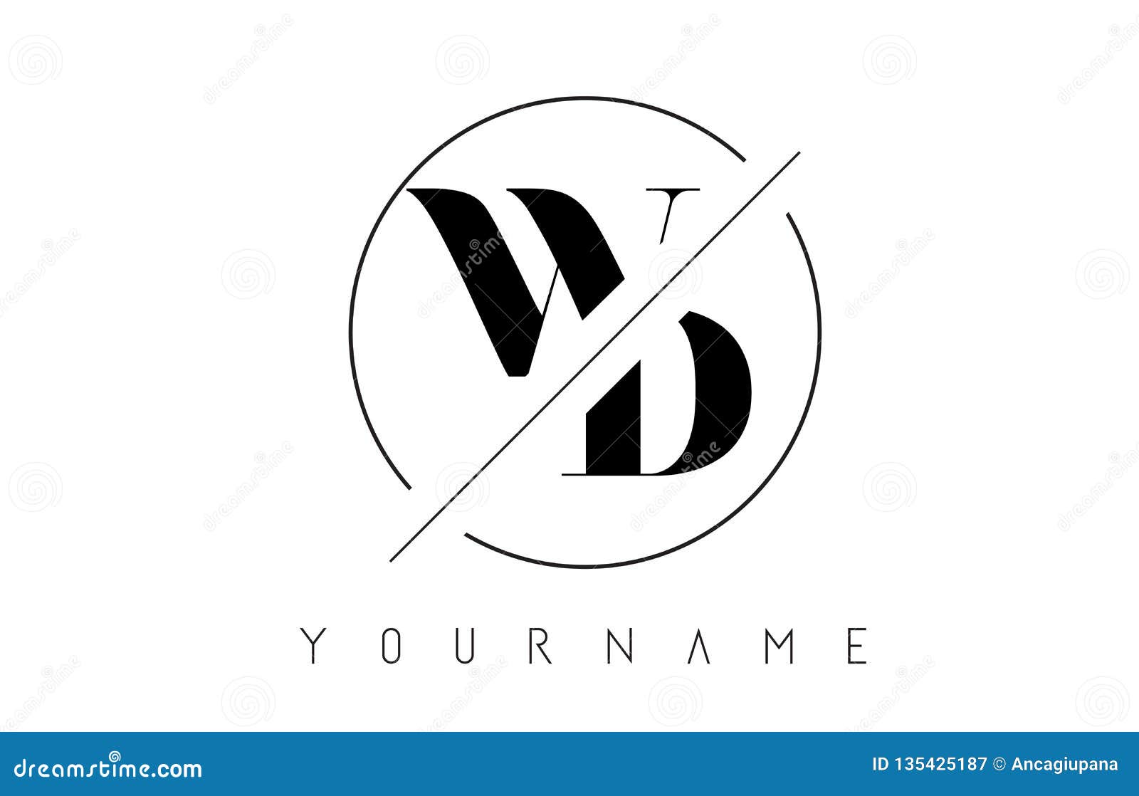 WD Letter Logo with Cutted and Intersected Design Stock Vector ...