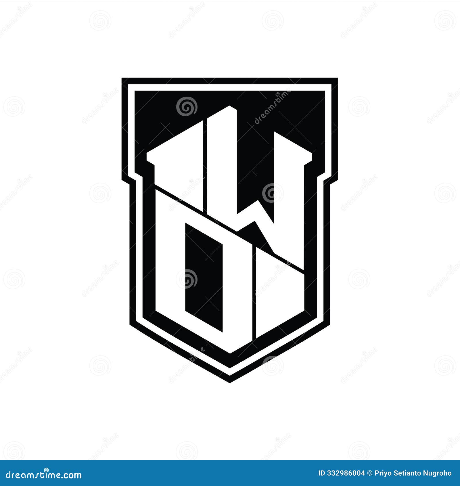 WD Logo Monogram Hexagon Geometric Up and Down Inside Shield Isolated ...