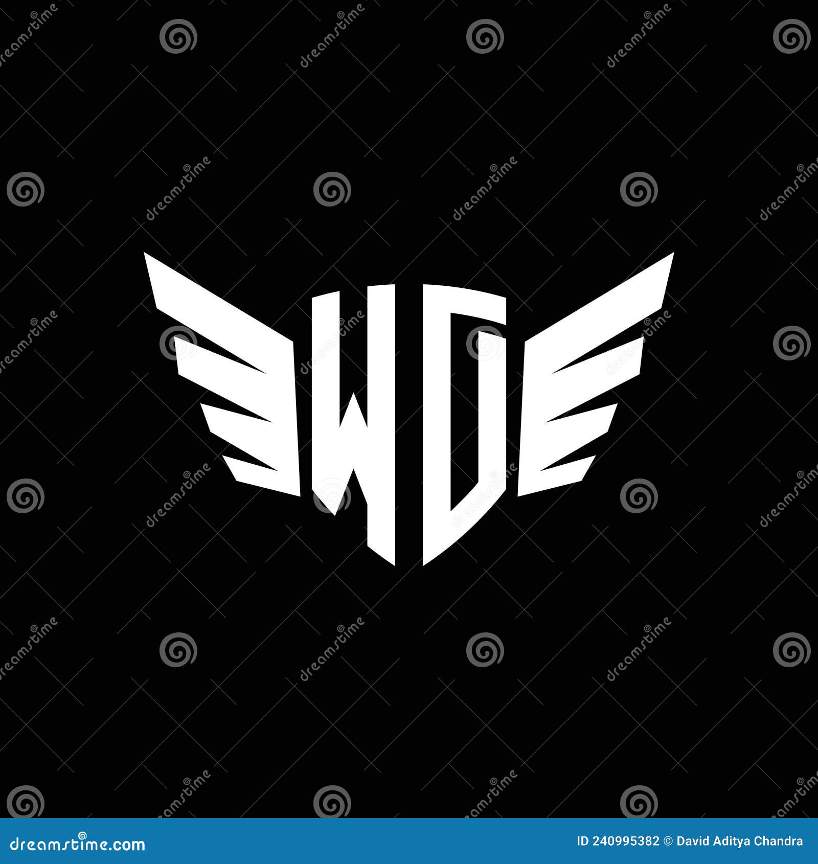 WD Monogram Wing Shape Style Stock Vector - Illustration of letter ...