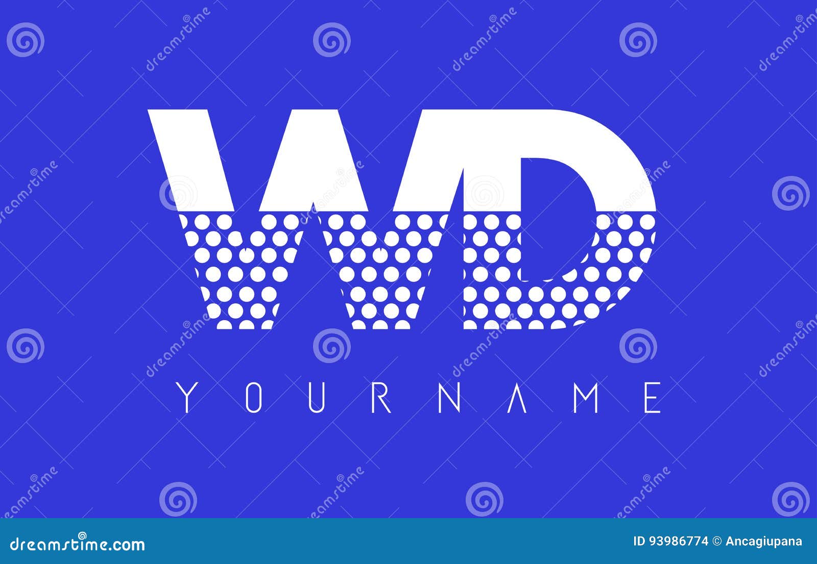 WD W D Dotted Letter Logo Design with Blue Background. Stock Vector ...