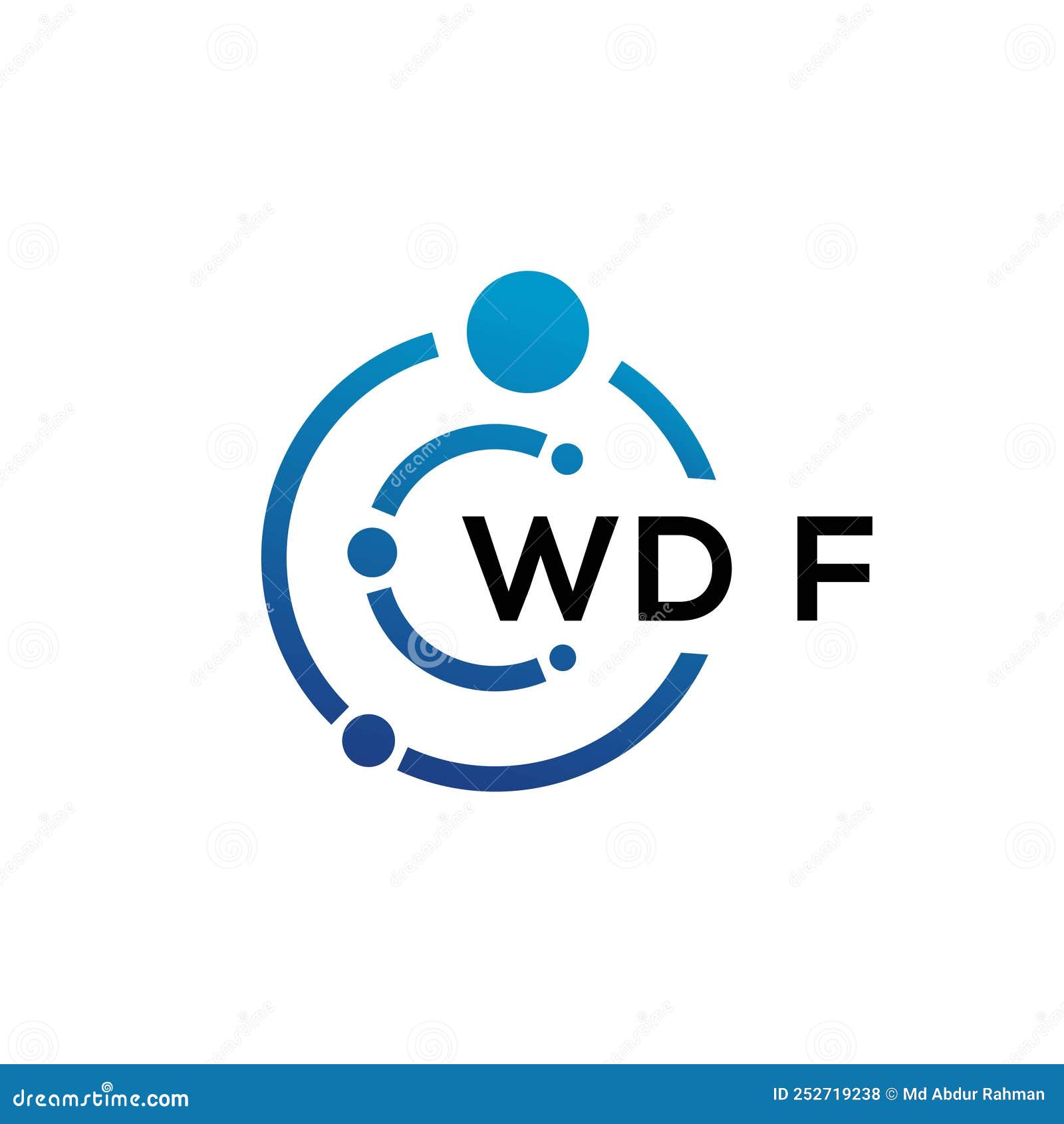 WDF Letter Technology Logo Design on White Background. WDF Creative ...
