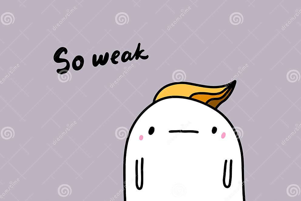 So Weak Hand Drawn Vector Illustration in Cartoon Comic Style Man Empty ...