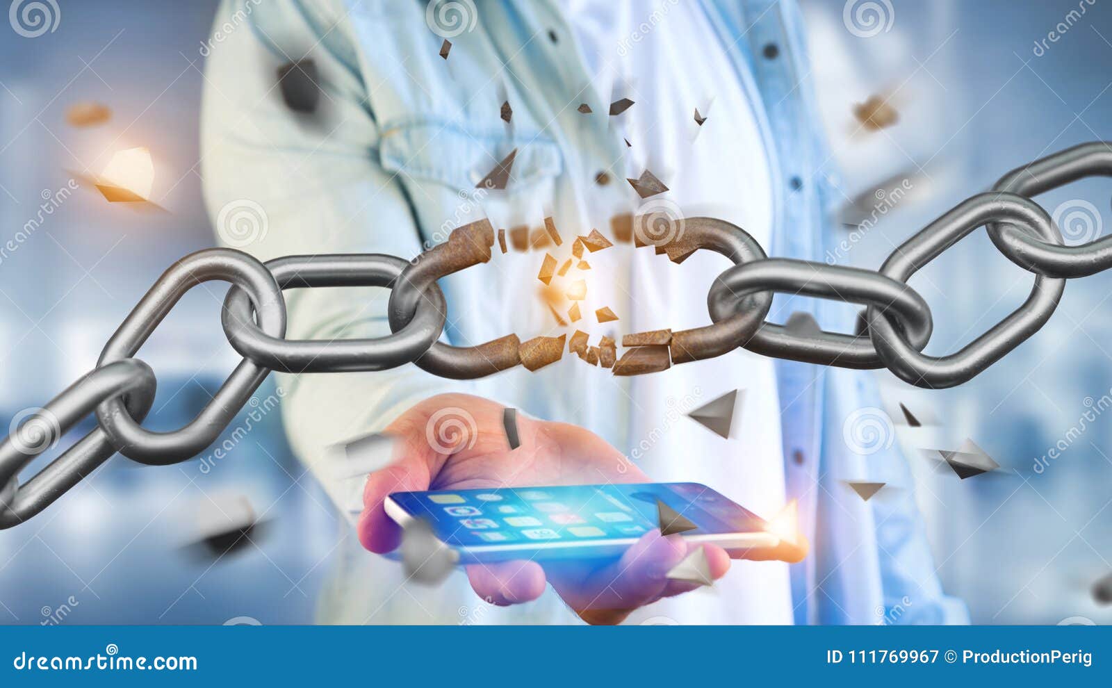 Weak Link of a Broken Chain Exploding - 3d Render Stock Image - Image ...