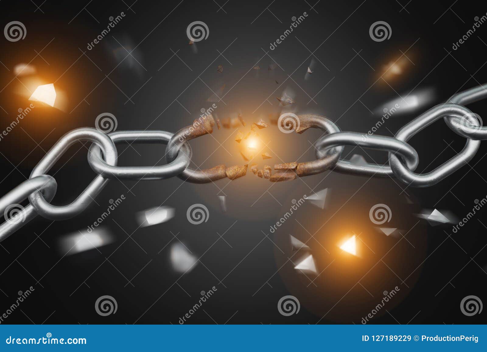 Weak Link of a Broken Chain Exploding - 3d Render Stock Illustration ...
