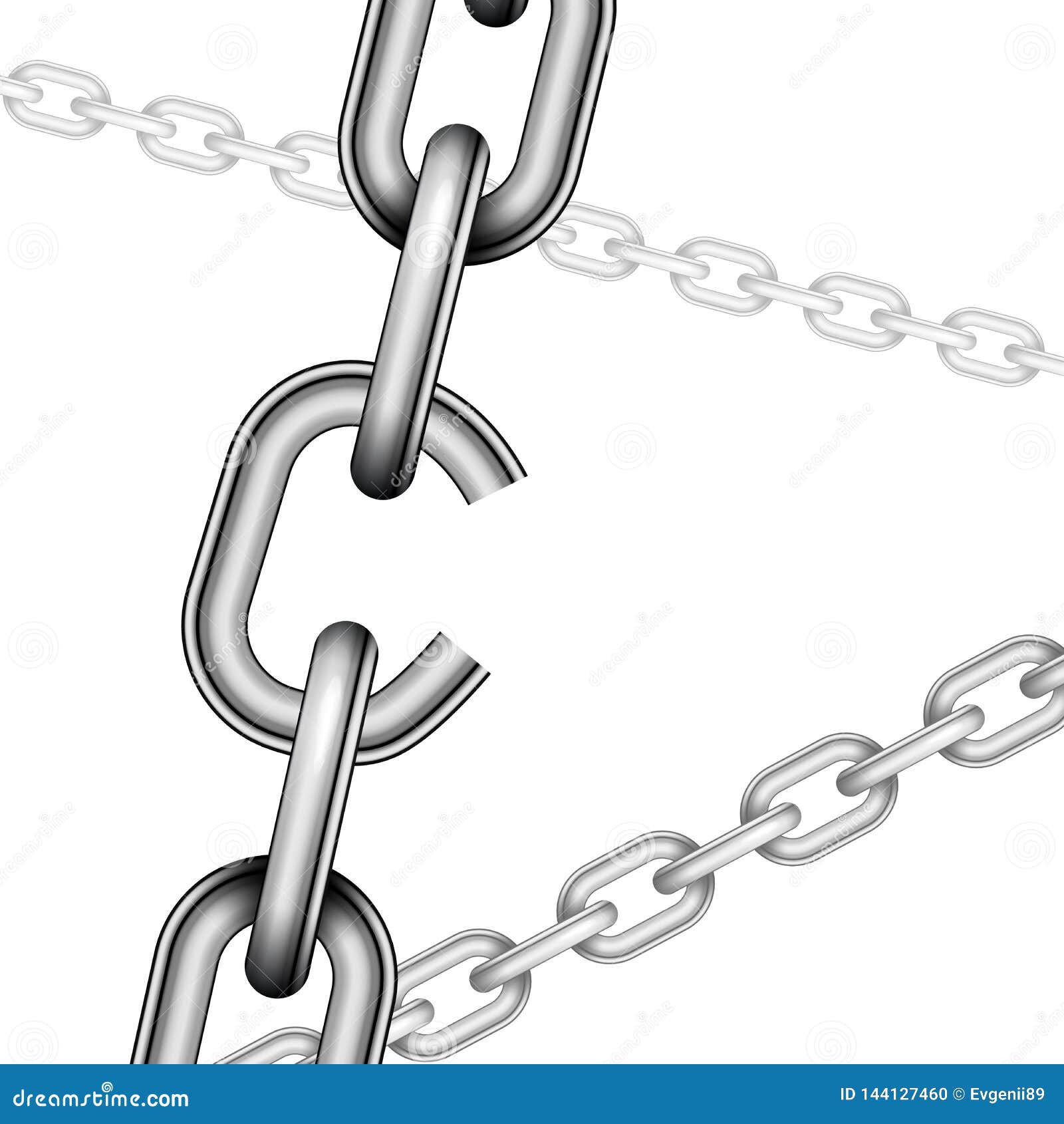 Weak Link in Glossy Metallic Chain on White, Conceptual Illustration ...
