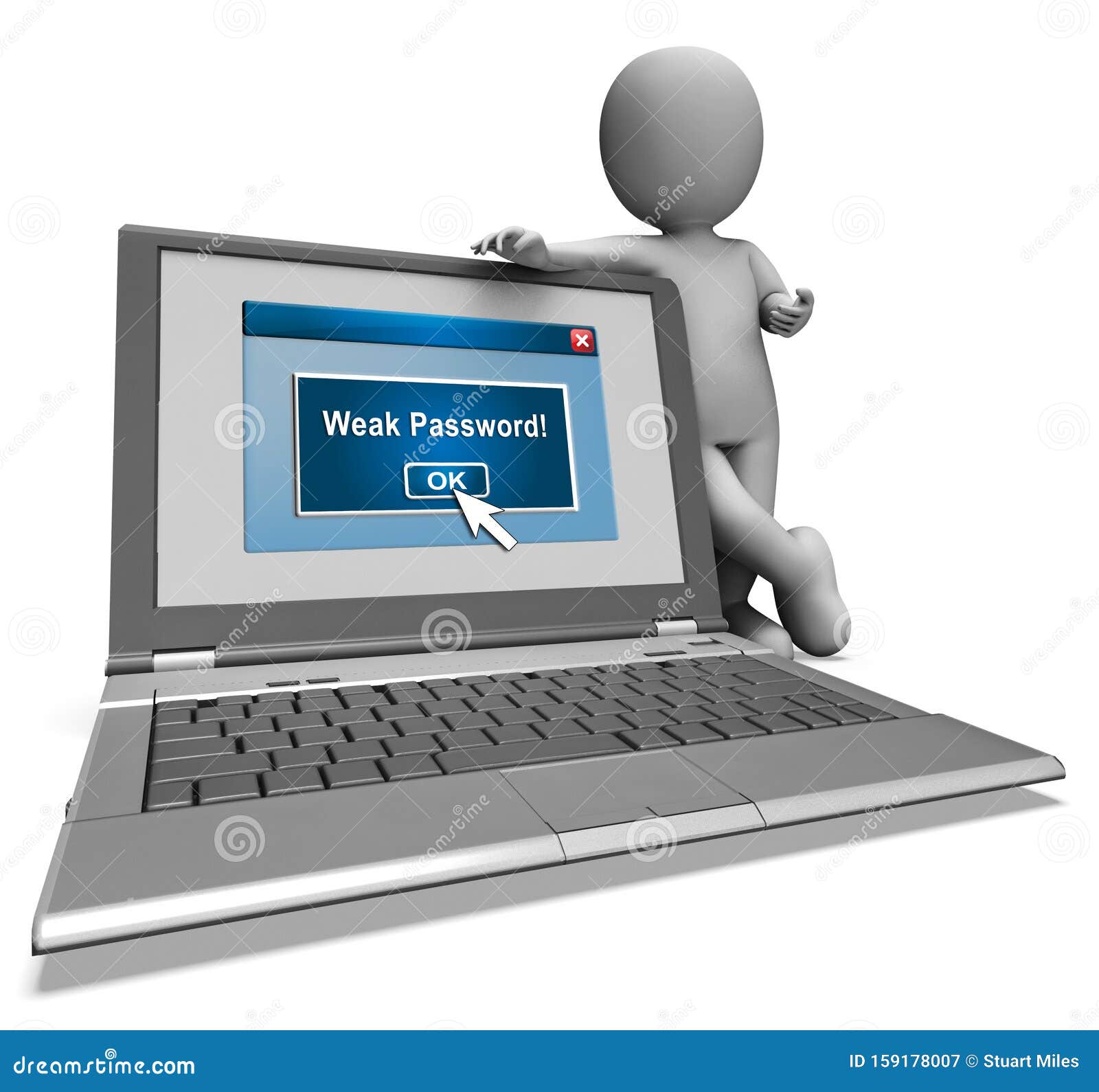 Weak Password Laptop Shows Online Vulnerability and Internet Threat ...