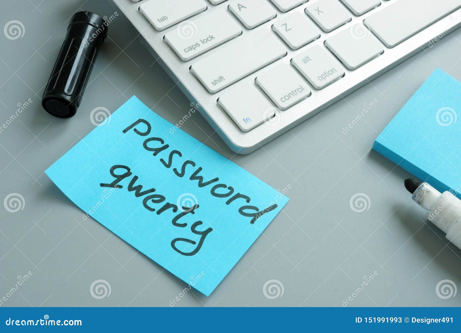 Weak Password Qwerty on a Memo Stick Stock Image - Image of strong ...